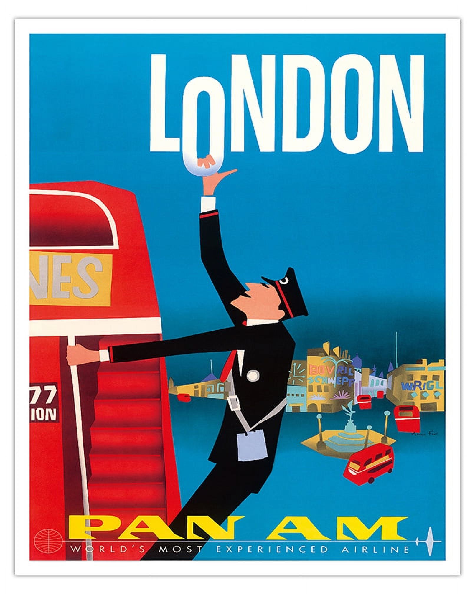 London England - Double Decker Buses Bovril and Schweppe - Pan American ...