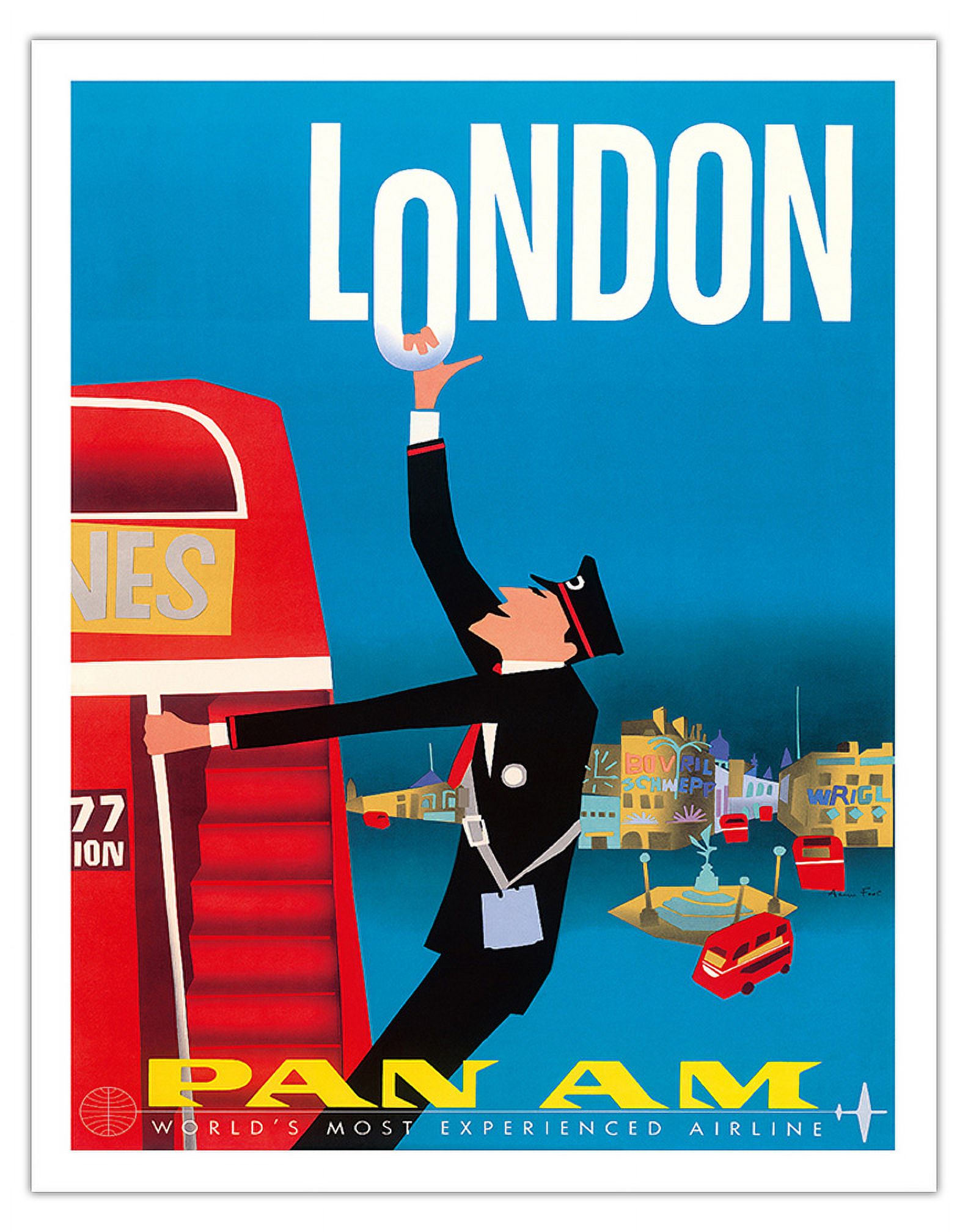 London England - Double Decker Buses Bovril and Schweppe - Pan American ...