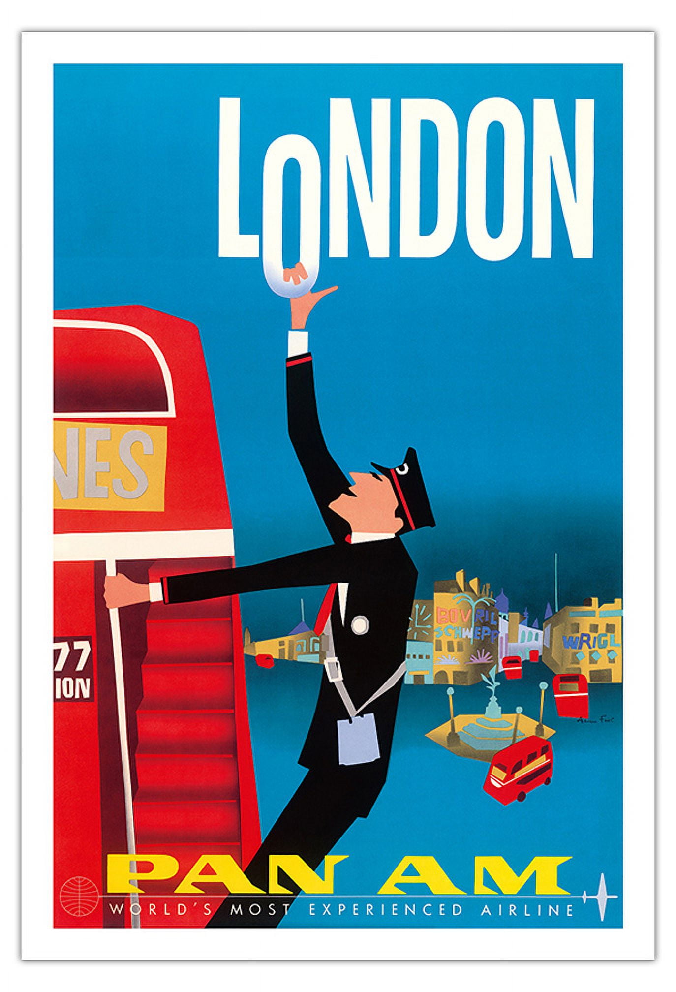 London England - Double Decker Buses Bovril and Schweppe - Pan American ...