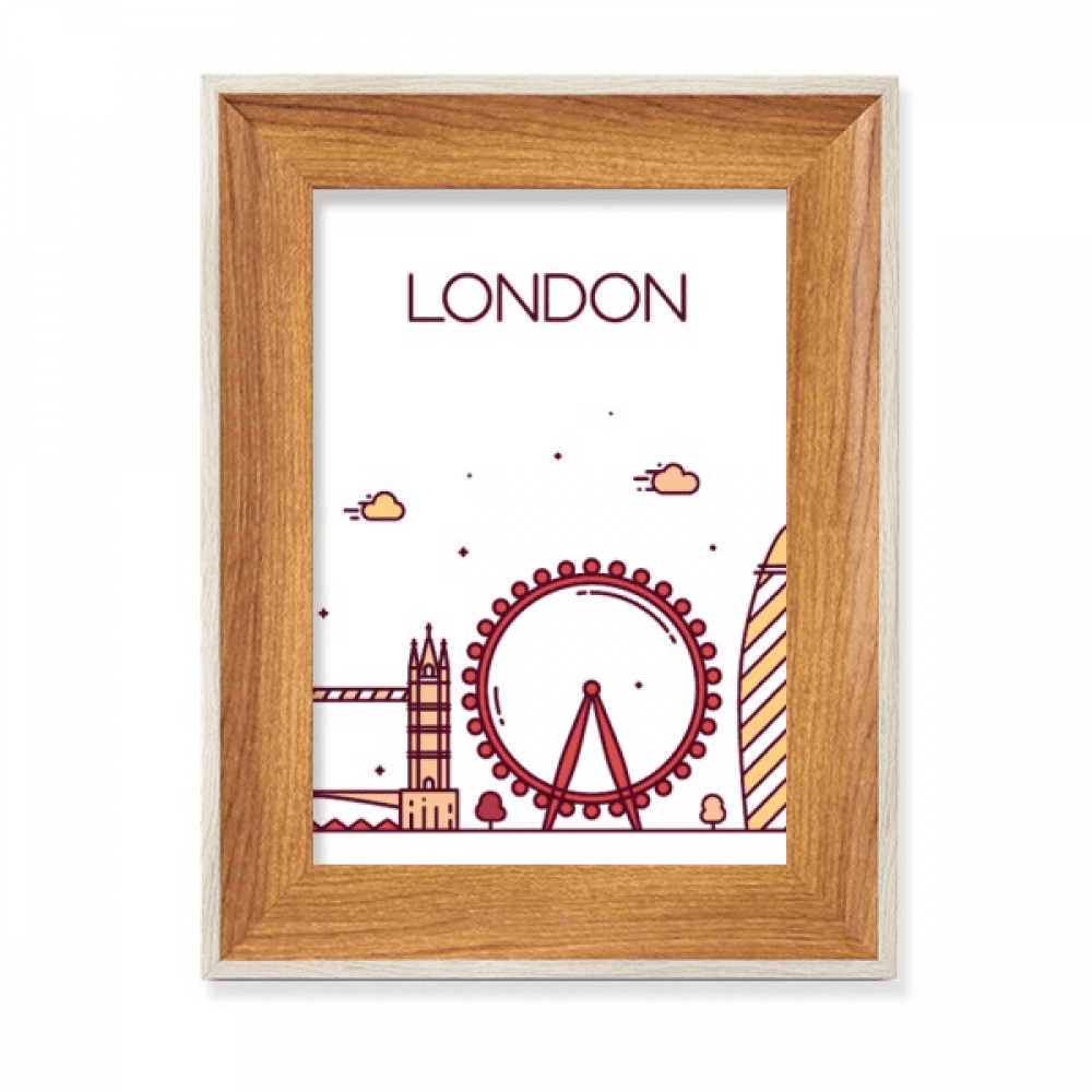 London England Flat Landmark Pattern Desktop Wooden Photo Frame Display ...