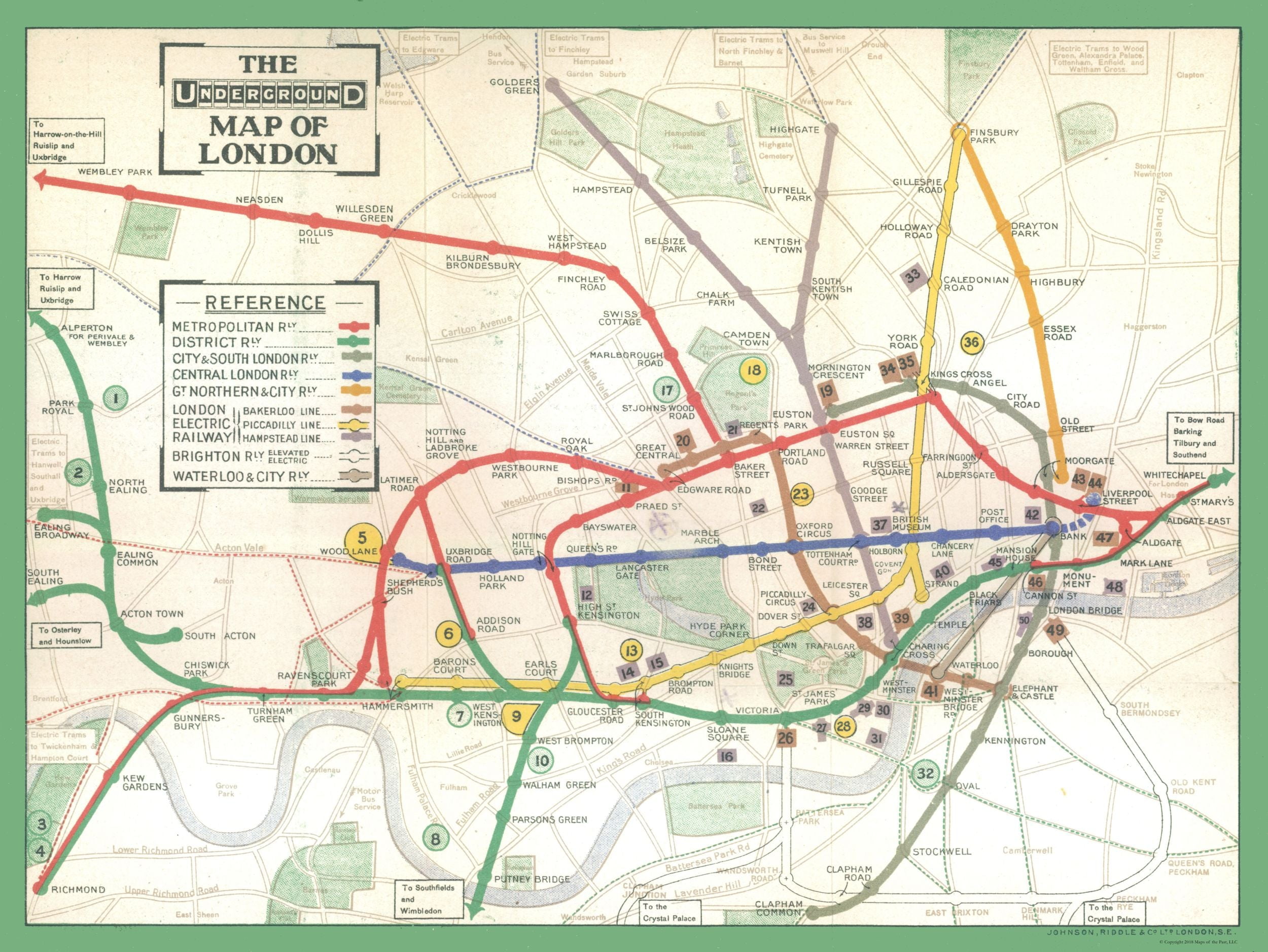 Historic Map - London England Metro - Ward 1913 - 30.64 x 23 - Vintage ...