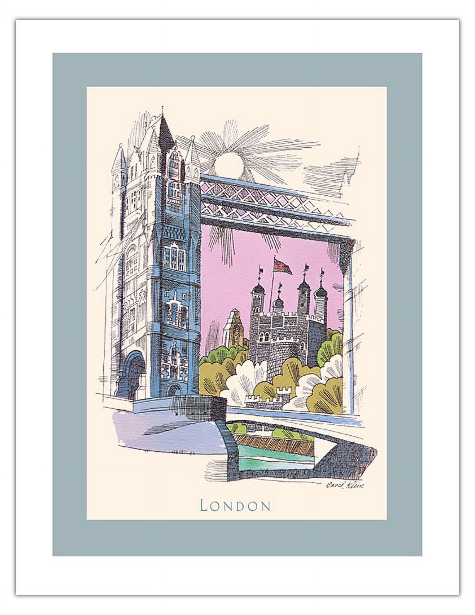 London England - Tower Bridge - Vintage Airline Travel Poster by David ...