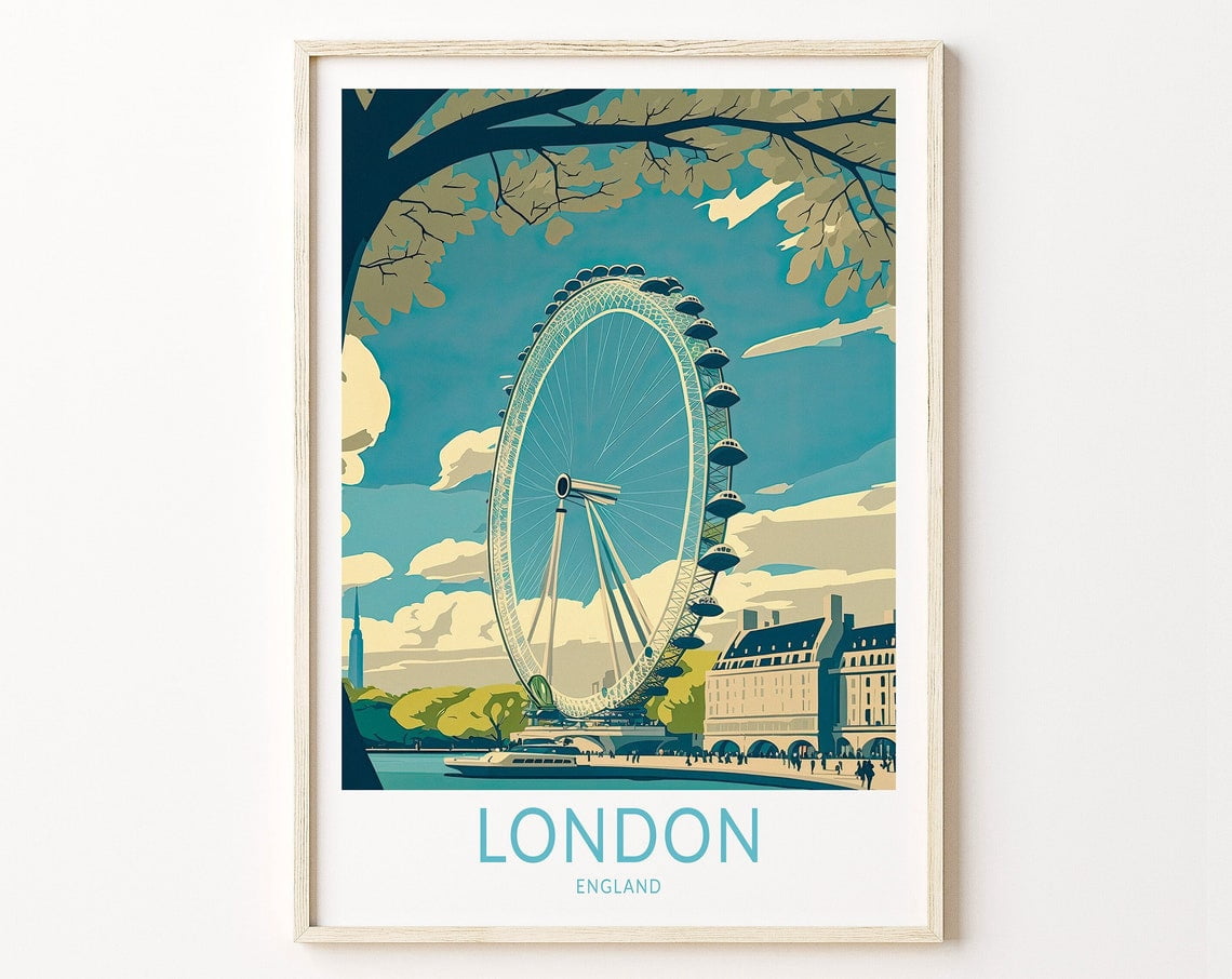 London England Travel Print, London Eye Poster Print, London Wall Art ...