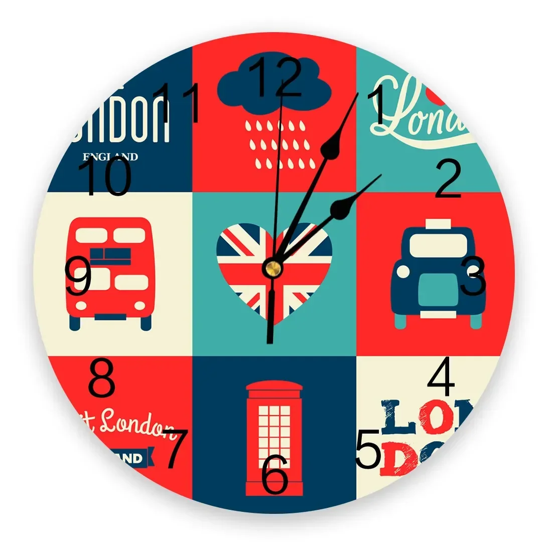 London England Wall Clocks Brief Design Silent Home Cafe Office Wall ...