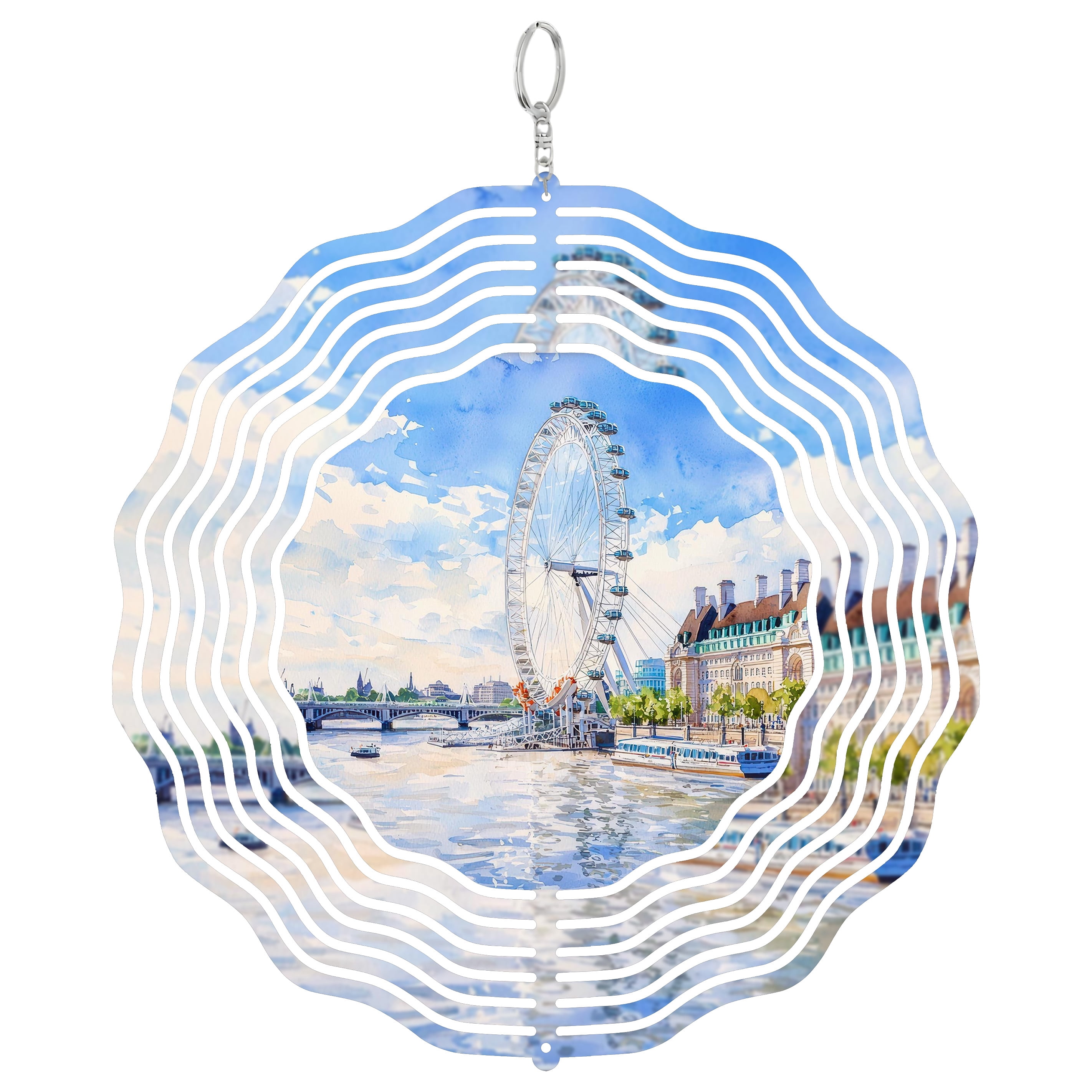 London Eye Ferris Wheel Design 3D Wind Spinner Metal Hanging Art ...