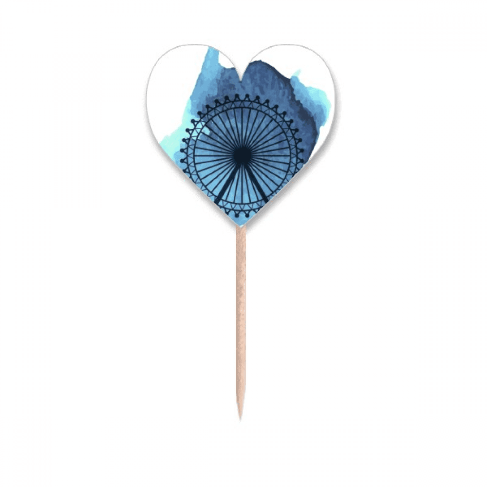 London Eye Ferris Wheel England Britain UK Toothpick Flags Heart Lable ...