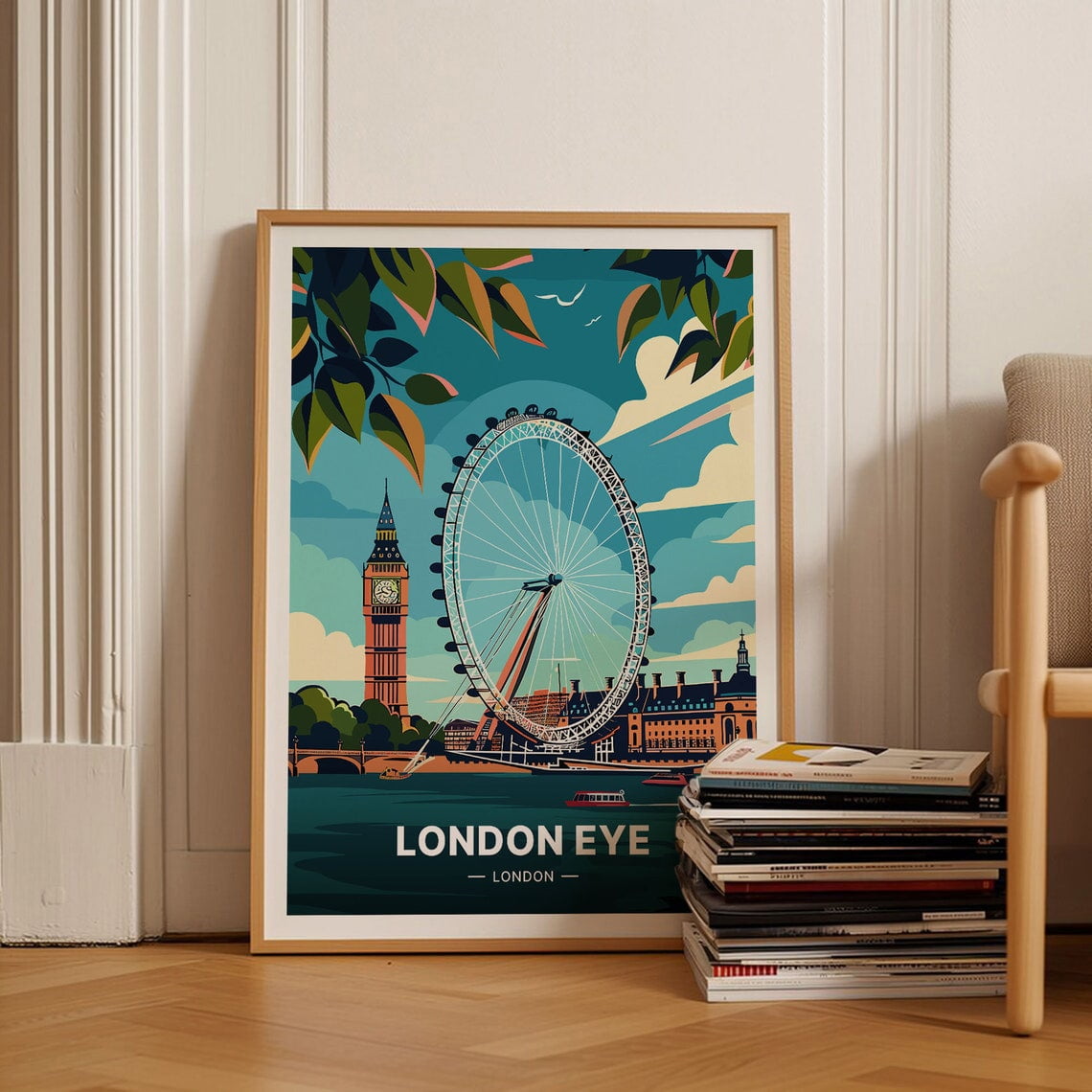 London Eye Travel Poster, Iconic British Landmark Art, Perfect For Home ...