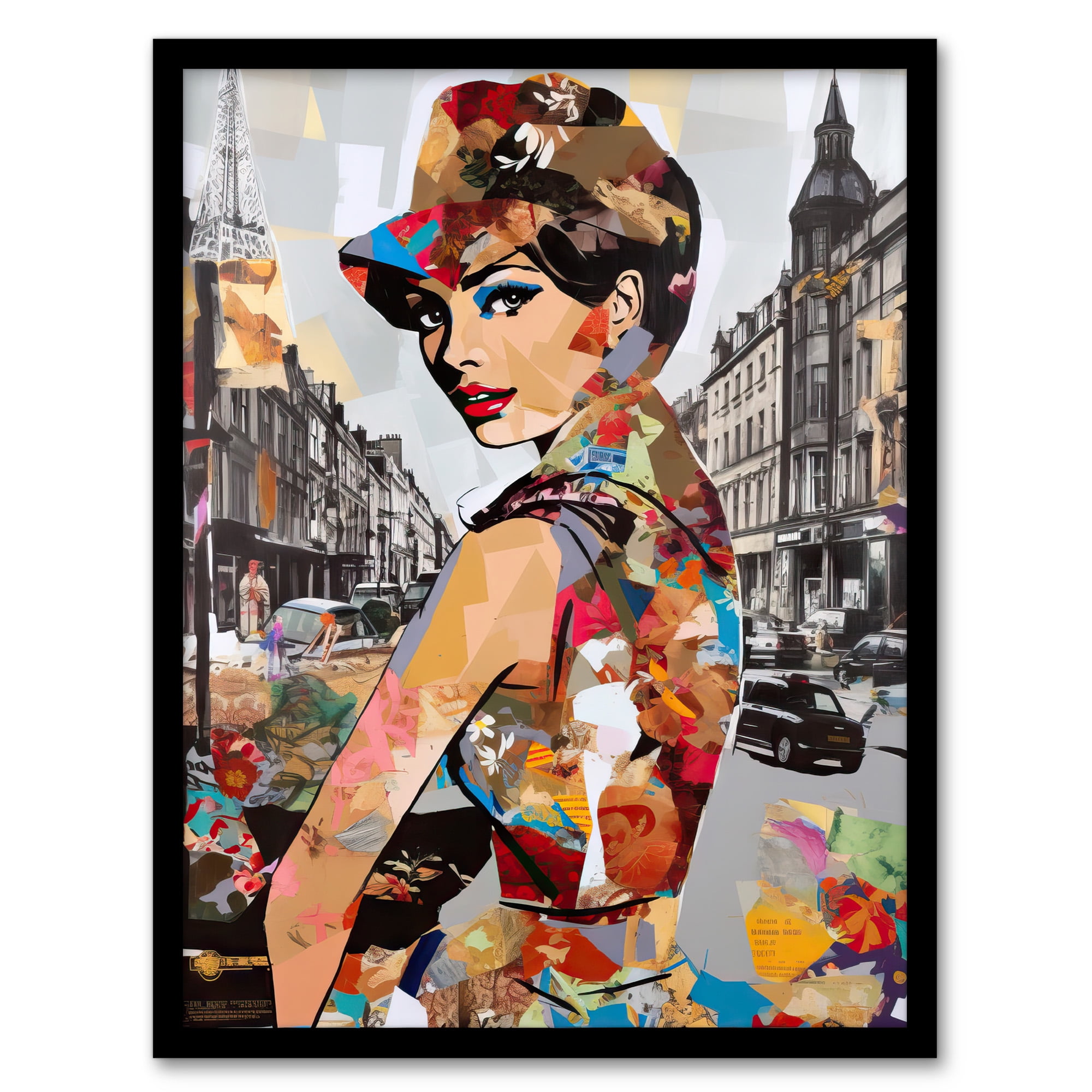 London Fashion 1960's Portrait In Downtown Street Collage Artwork Retro ...