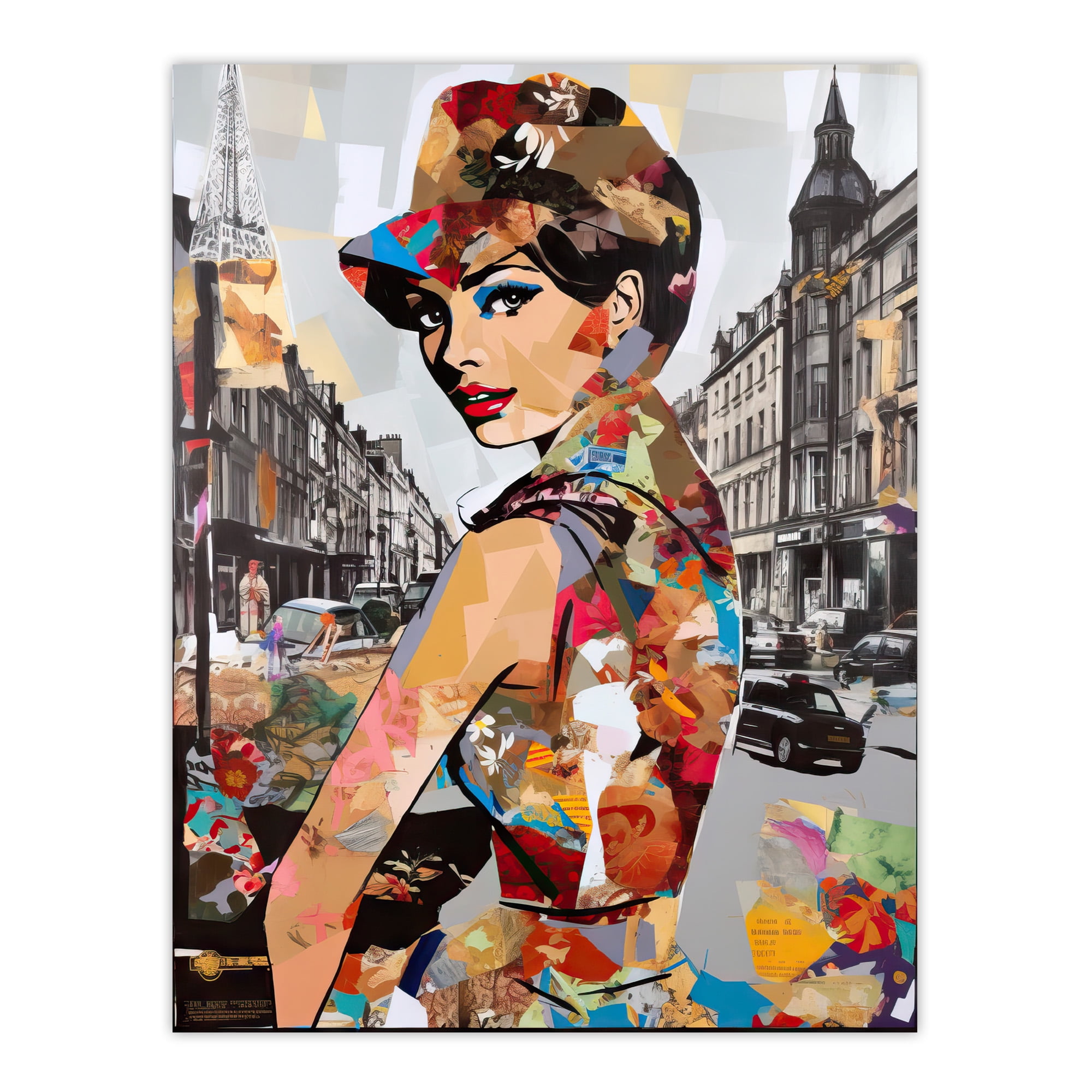London Fashion 1960's Portrait In Downtown Street Collage Artwork Retro ...