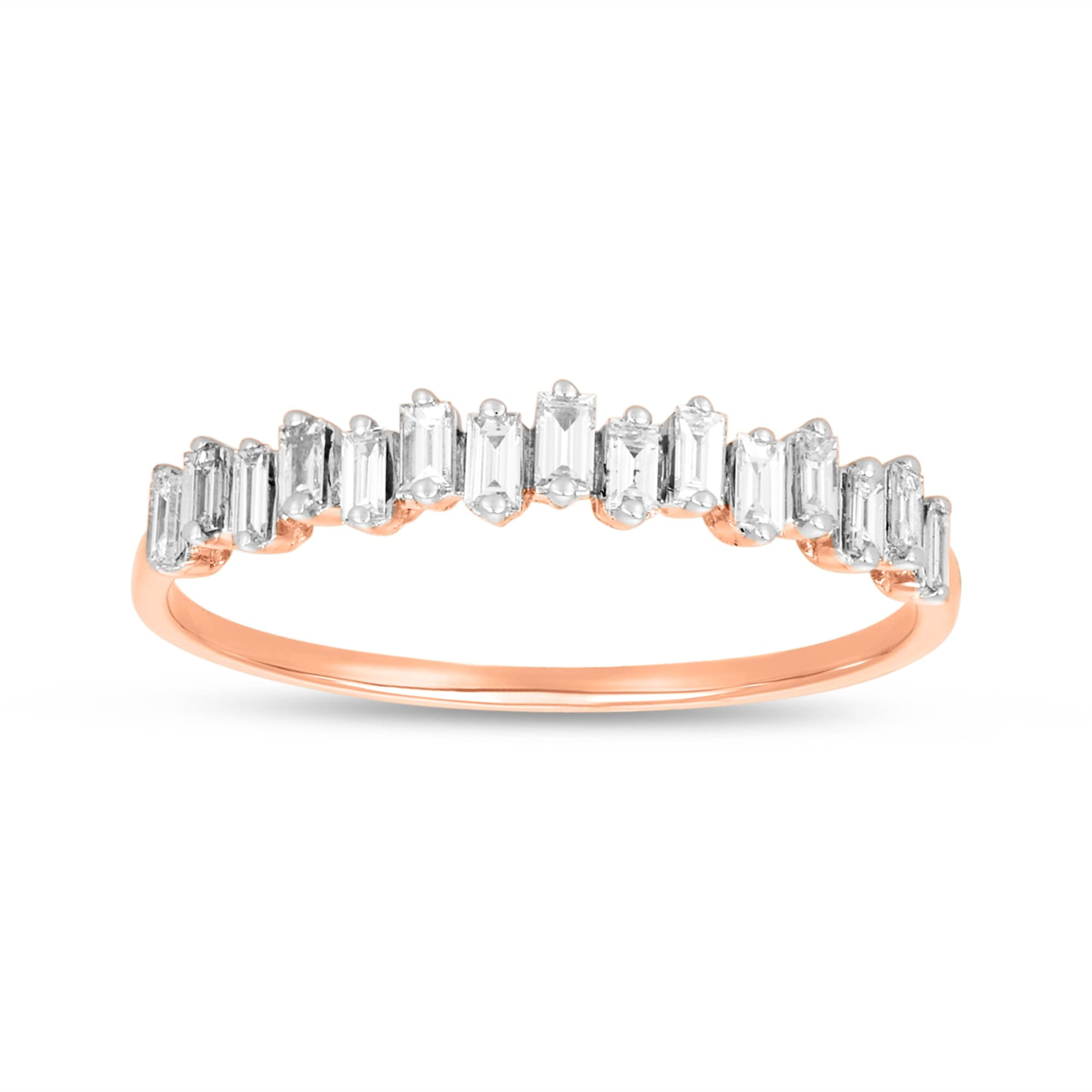 London Fine Jewelry Diamond Rings for Women, 0.30 CT Baguette Cut Real ...
