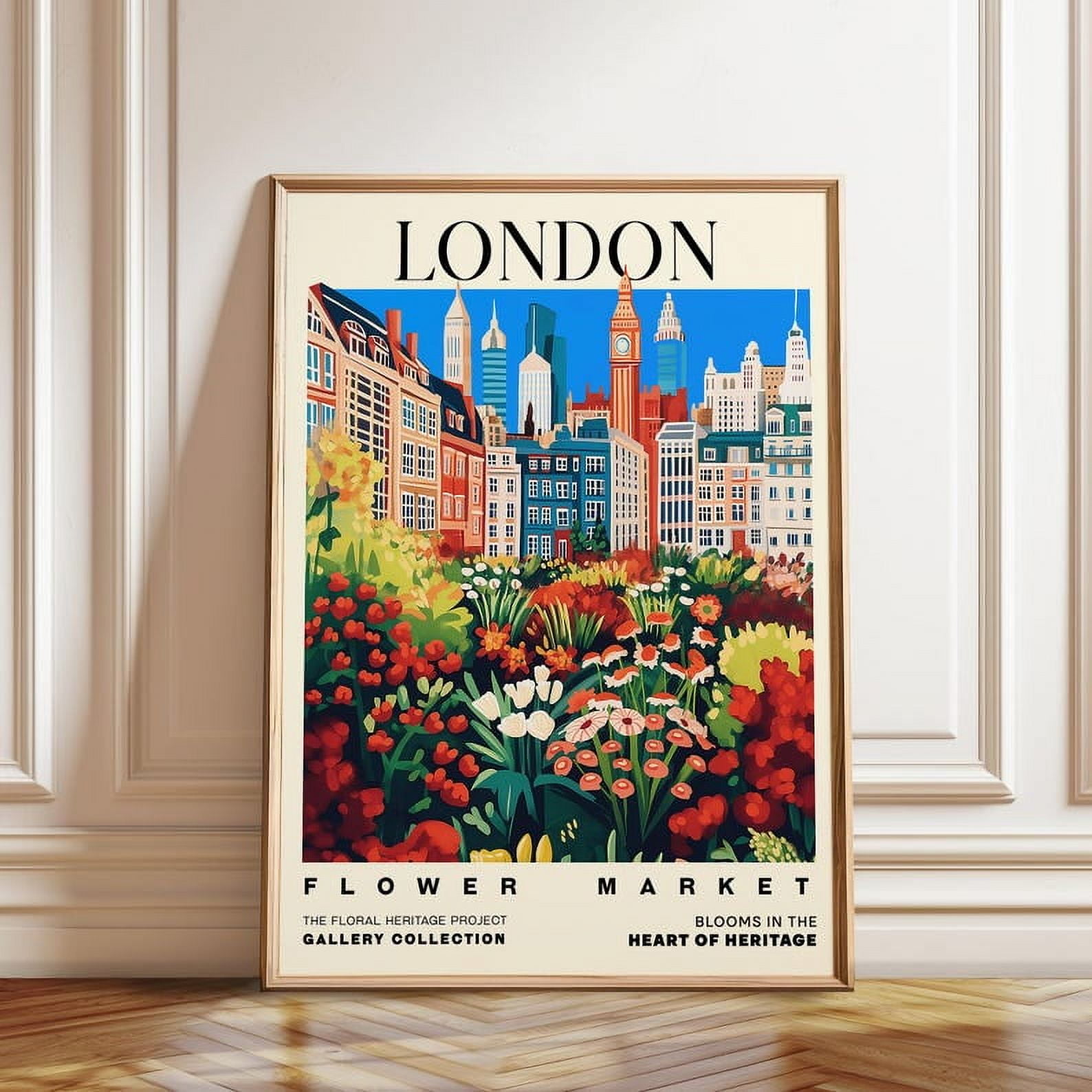 London Flower Market Poster - British Floral And Cityscape Wall Art ...