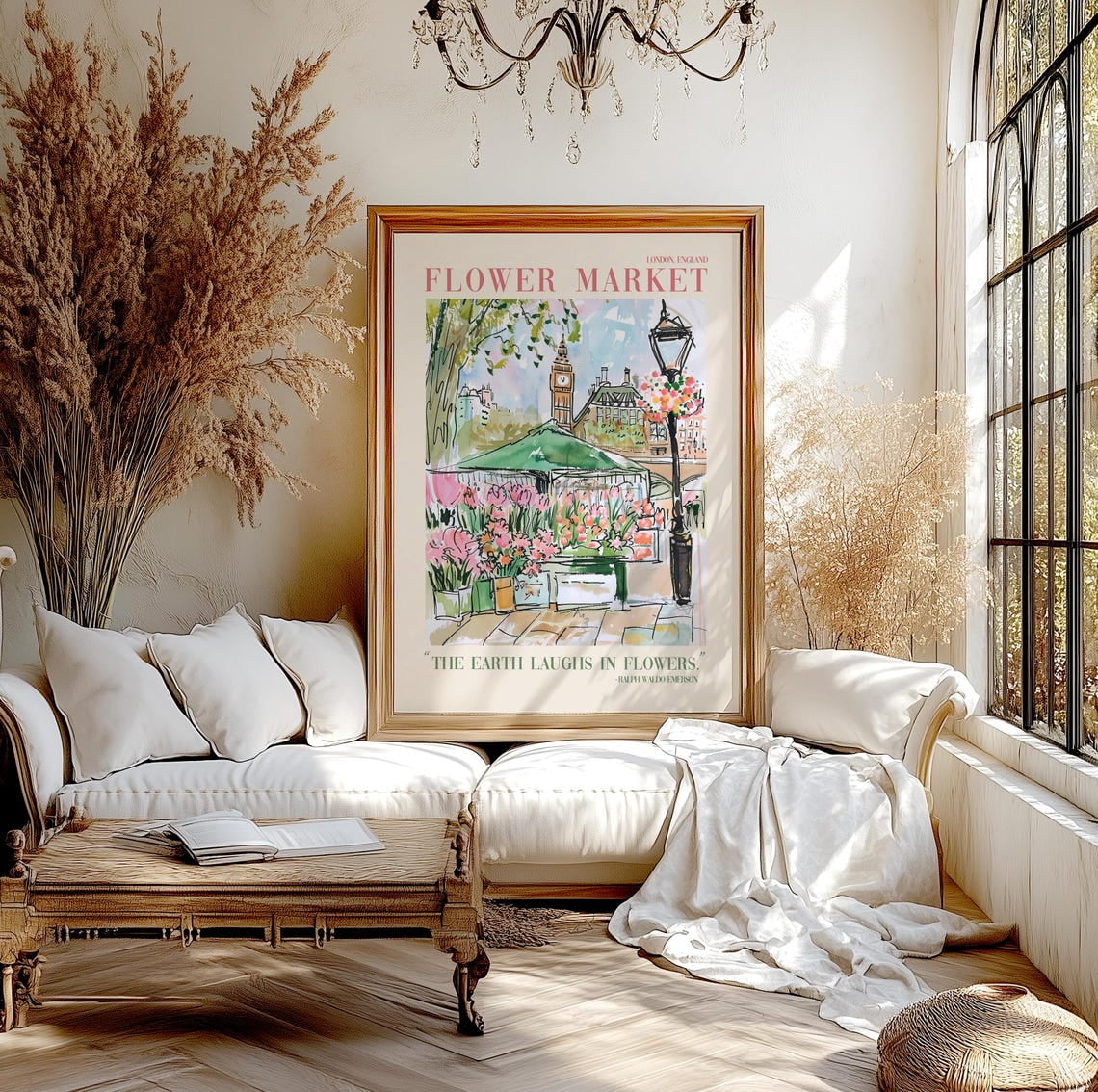 London Flower Market Poster: Colorful England Travel Poster, Unframed ...