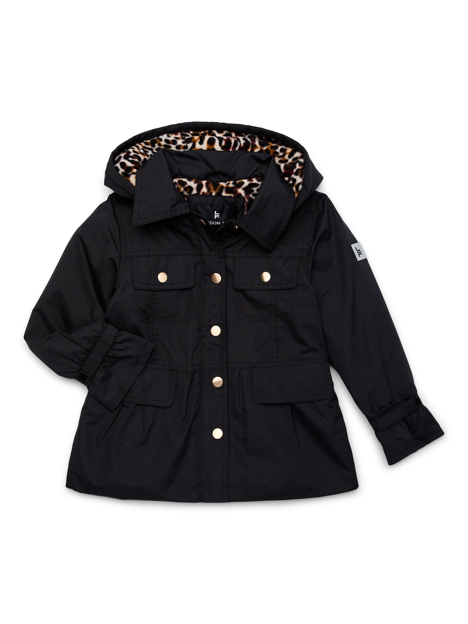 London Fog Girls Trench Coat - Cheetah Print Hood - Walmart.com