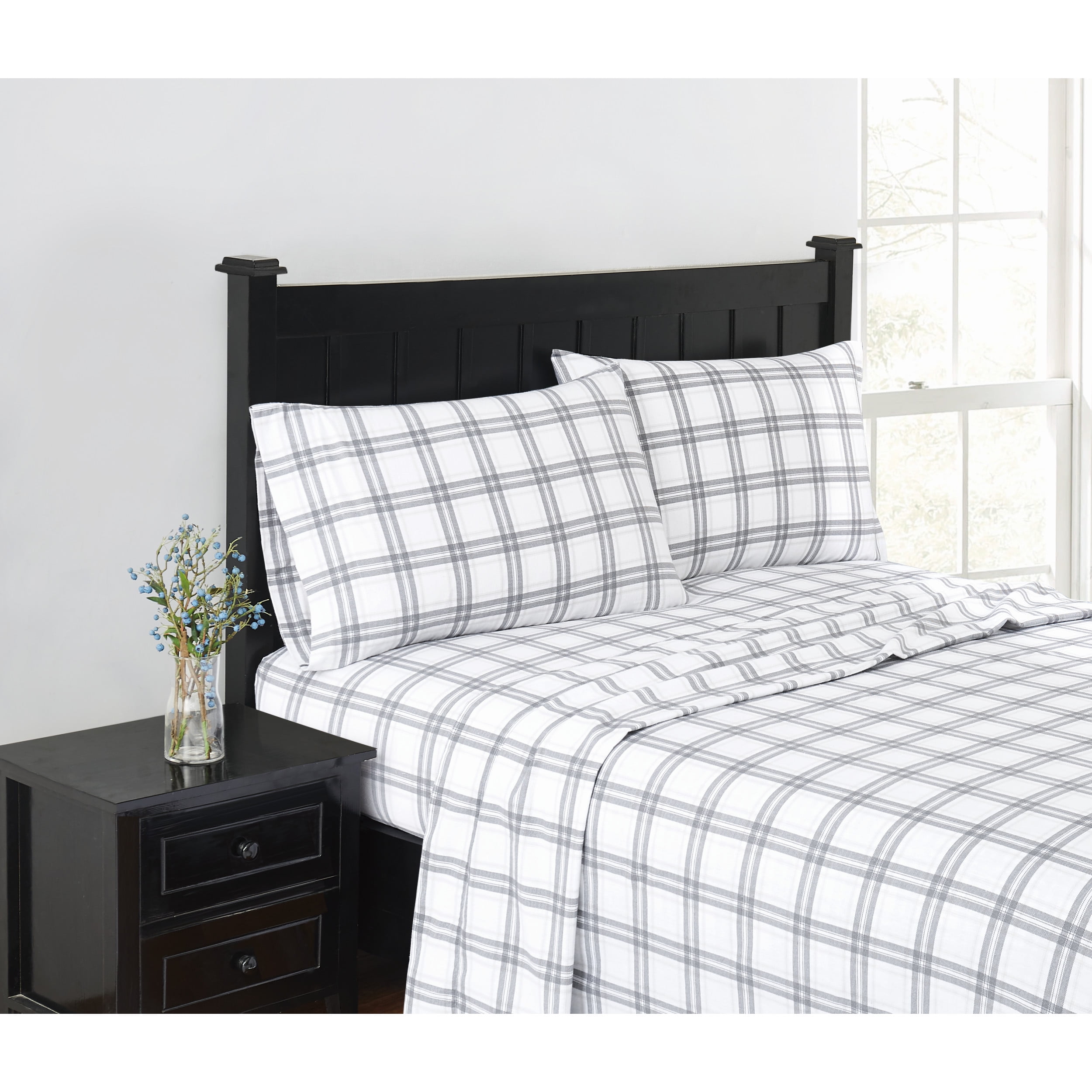 London Fog Grey Plaid Twin Flannel Sheet Set - Walmart.com