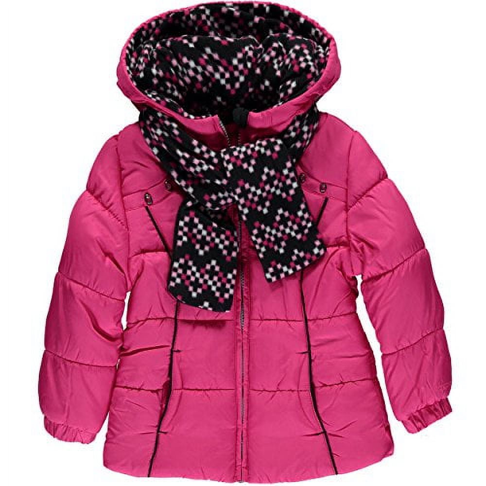 London Fog Little Girls' "Shoulder Gems" Jacket with Scarf (6X, Pink ...