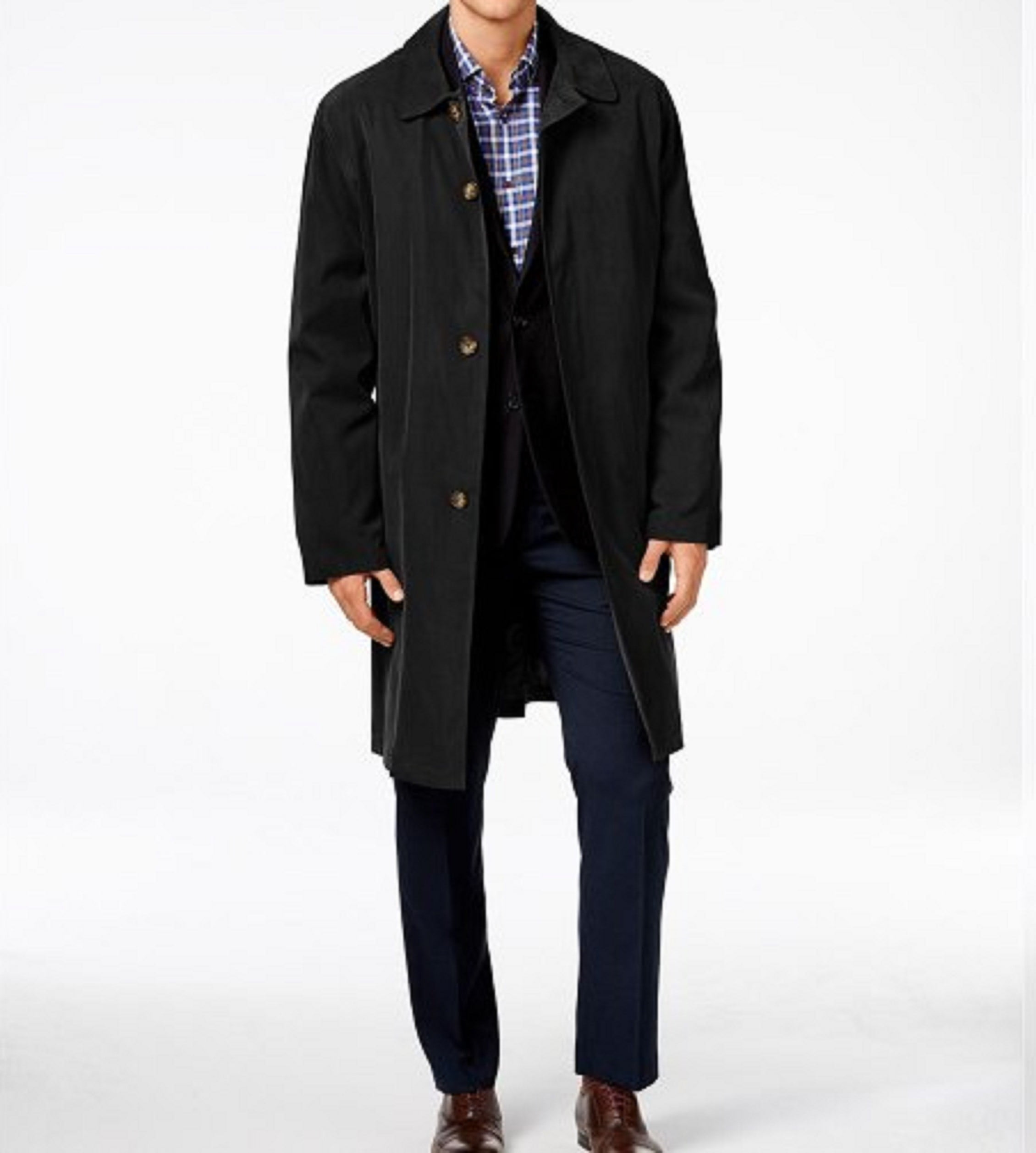 London Fog Men's Durham Rain Coat with Zip-Out Body, Black, 40 ...