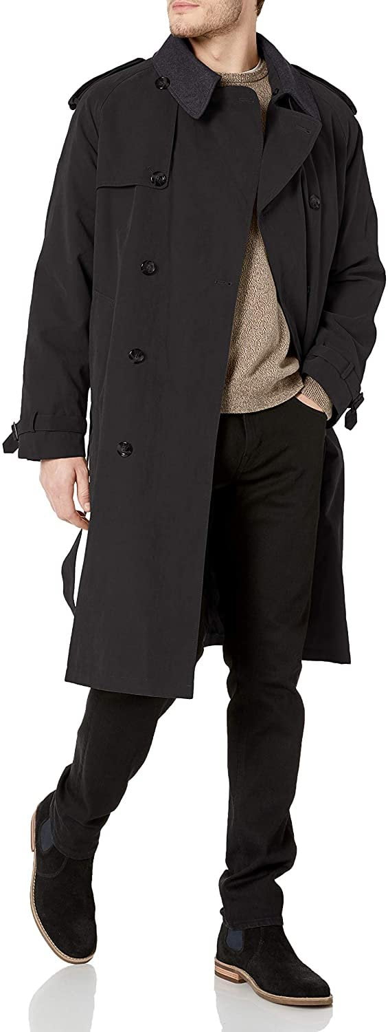 London Fog Men's Iconic Double Breasted Trench Coat with Zip-Out Liner ...