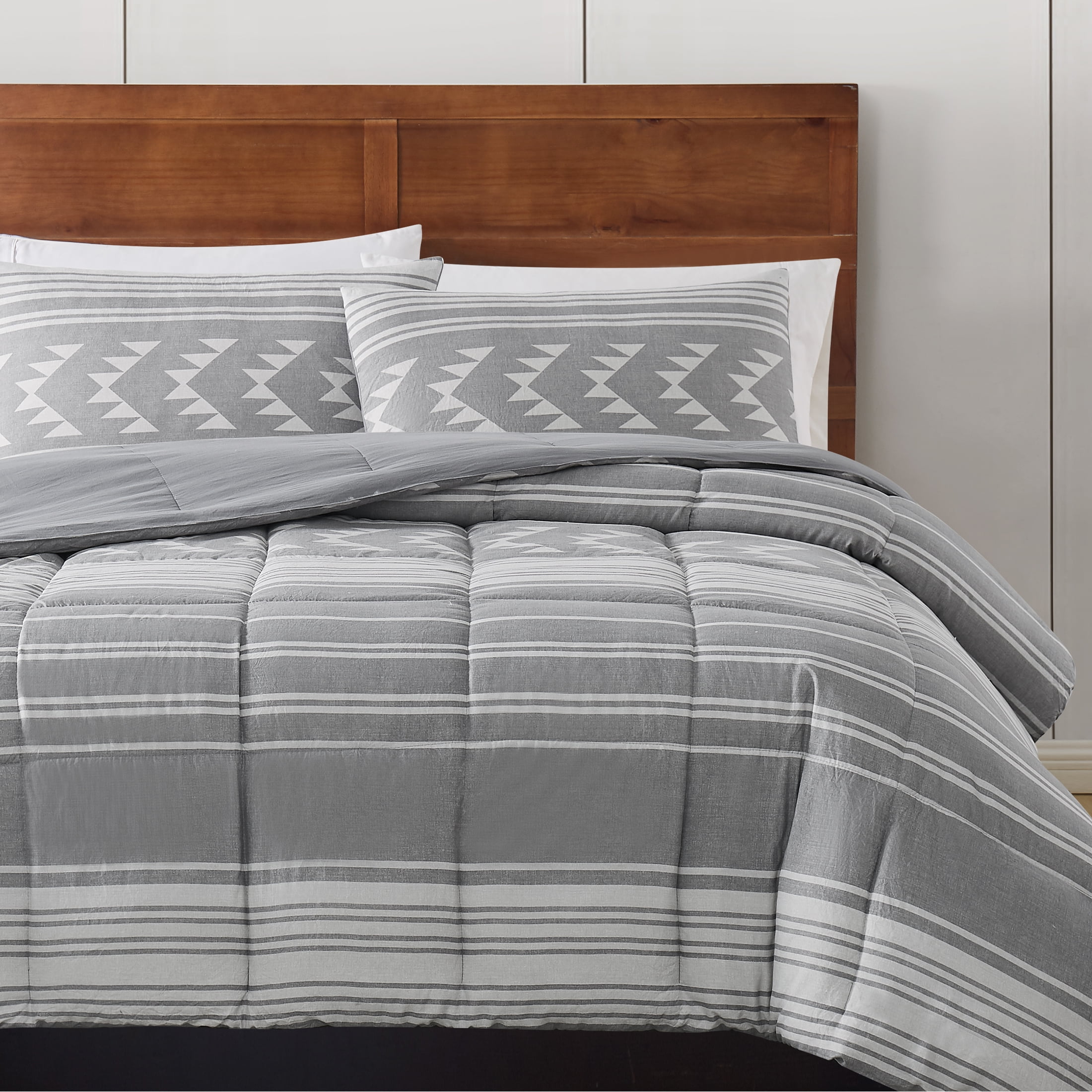 London Fog Grey 4-Piece Garment Washed King Comforter Set with Shams ...