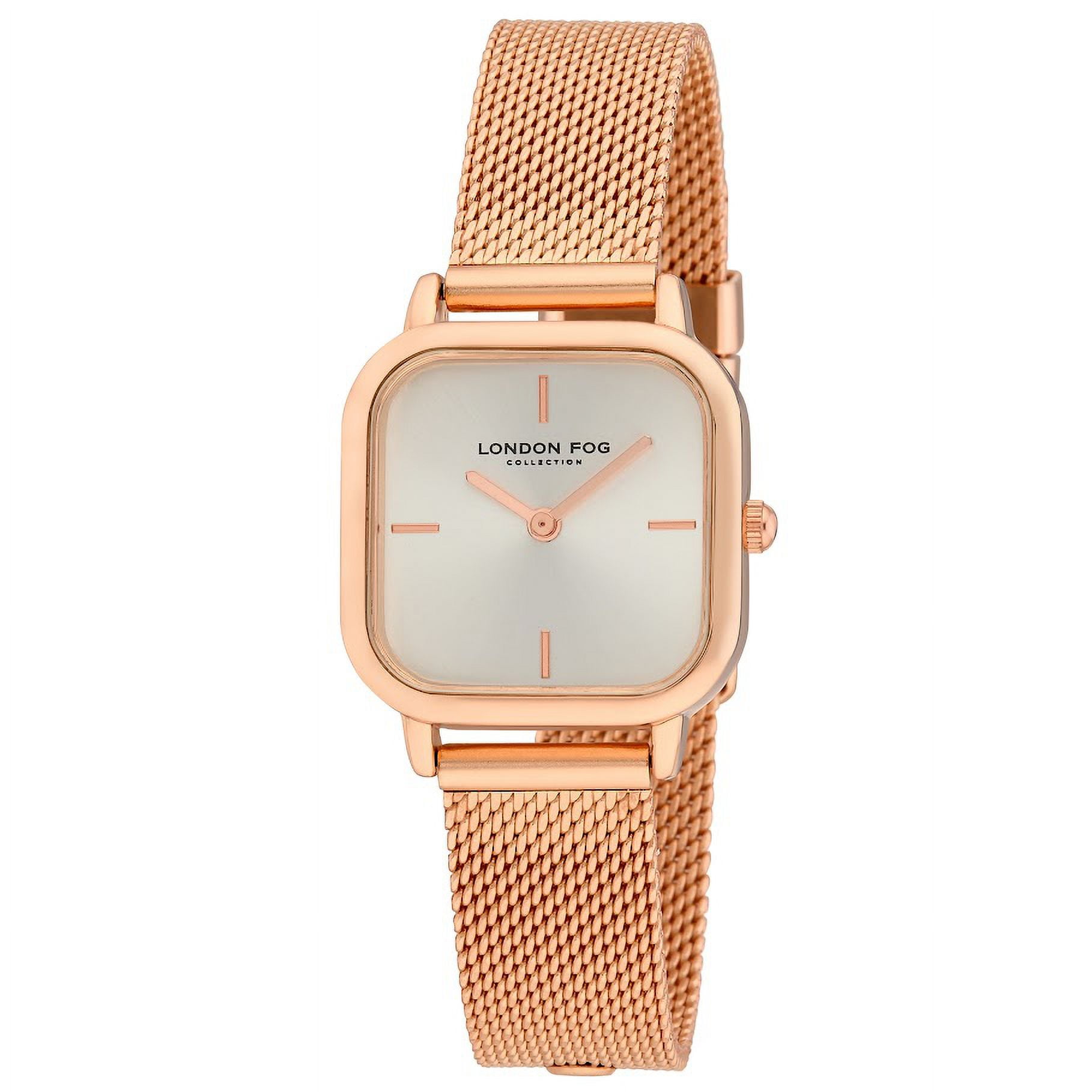 London Fog Women's 26mm Exeter Square Rose Gold Mesh Strap Watch ...