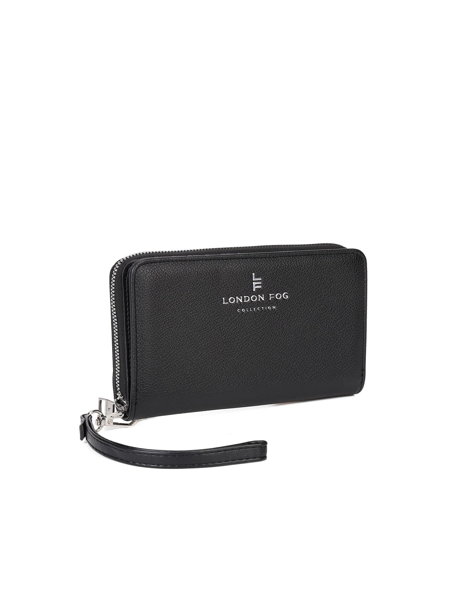 London Fog Women's Bradford Wristlet Zip Around Wallet, Black - Walmart.com