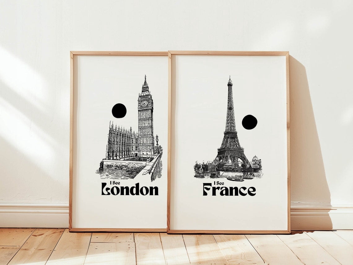 London France Bathroom Prints Bathroom Wall Art Retro Bathroom Guest ...