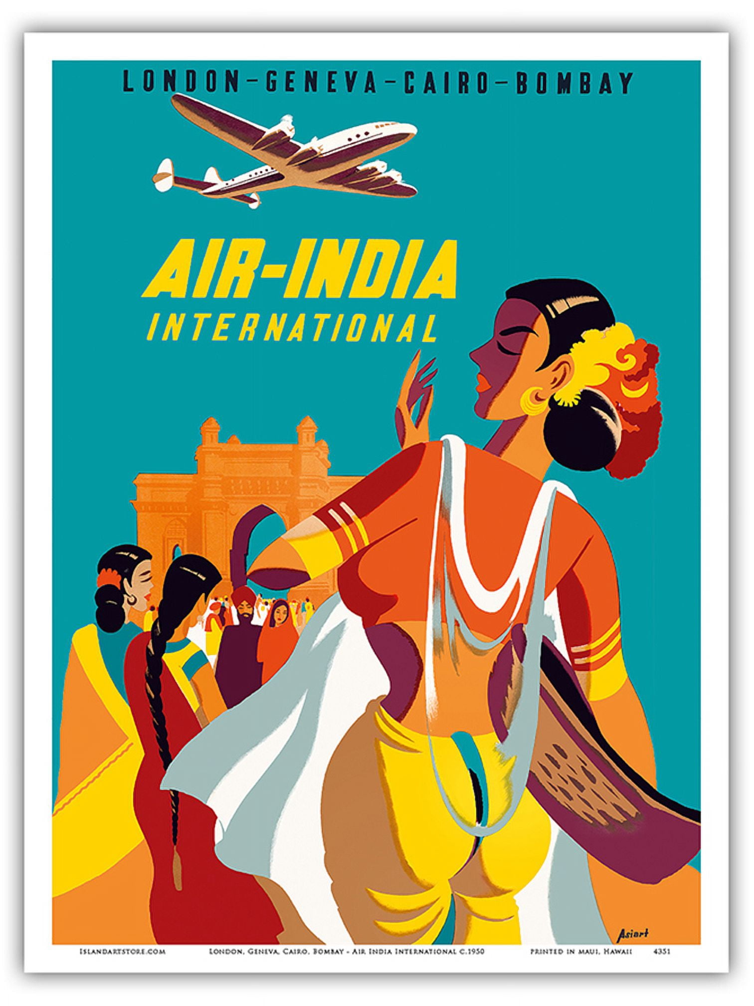 London Geneva Cairo Bombay - Air India International - Vintage Airline ...