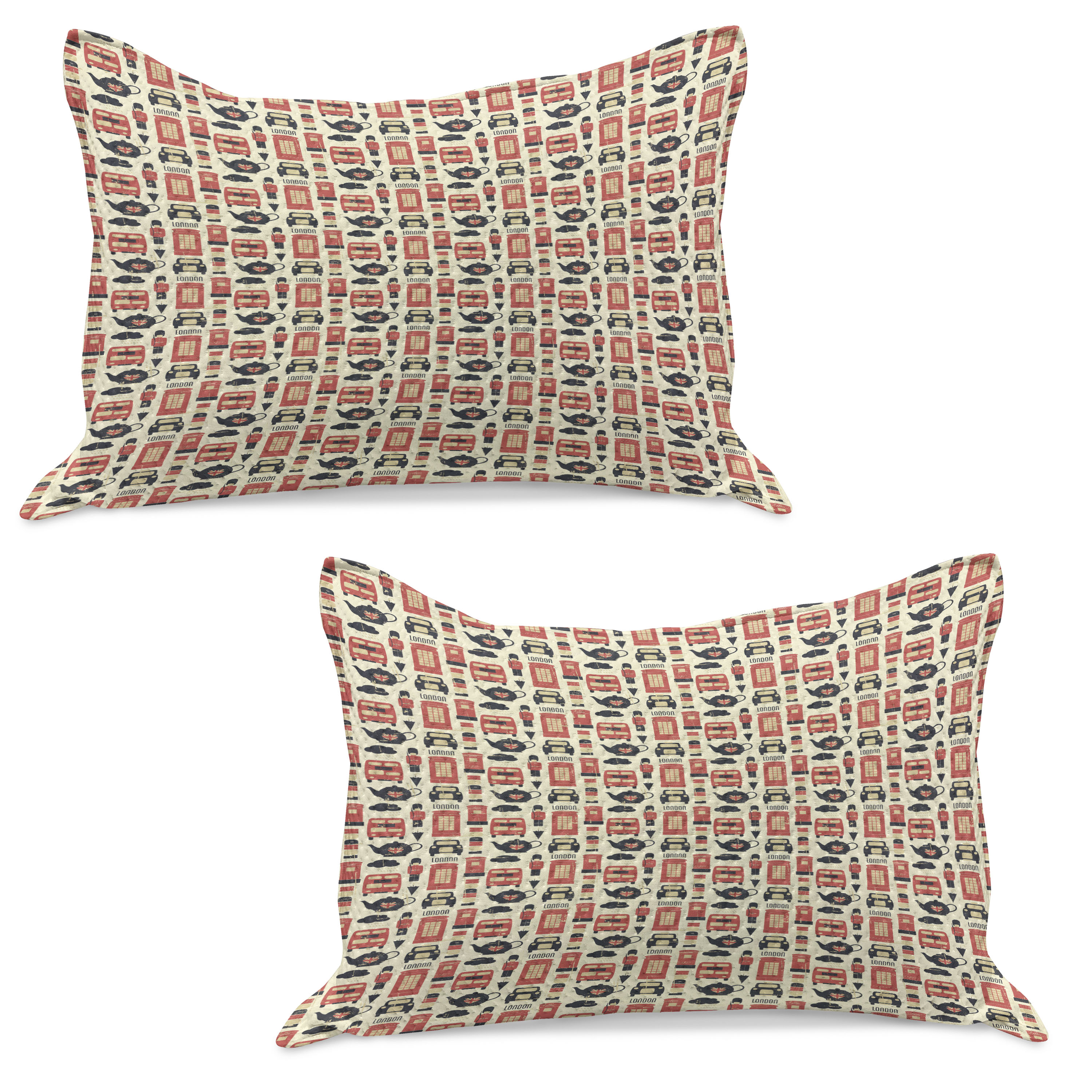 London Knitted Quilt Pillowcover Set of 2, Grunge Looking Vintage ...
