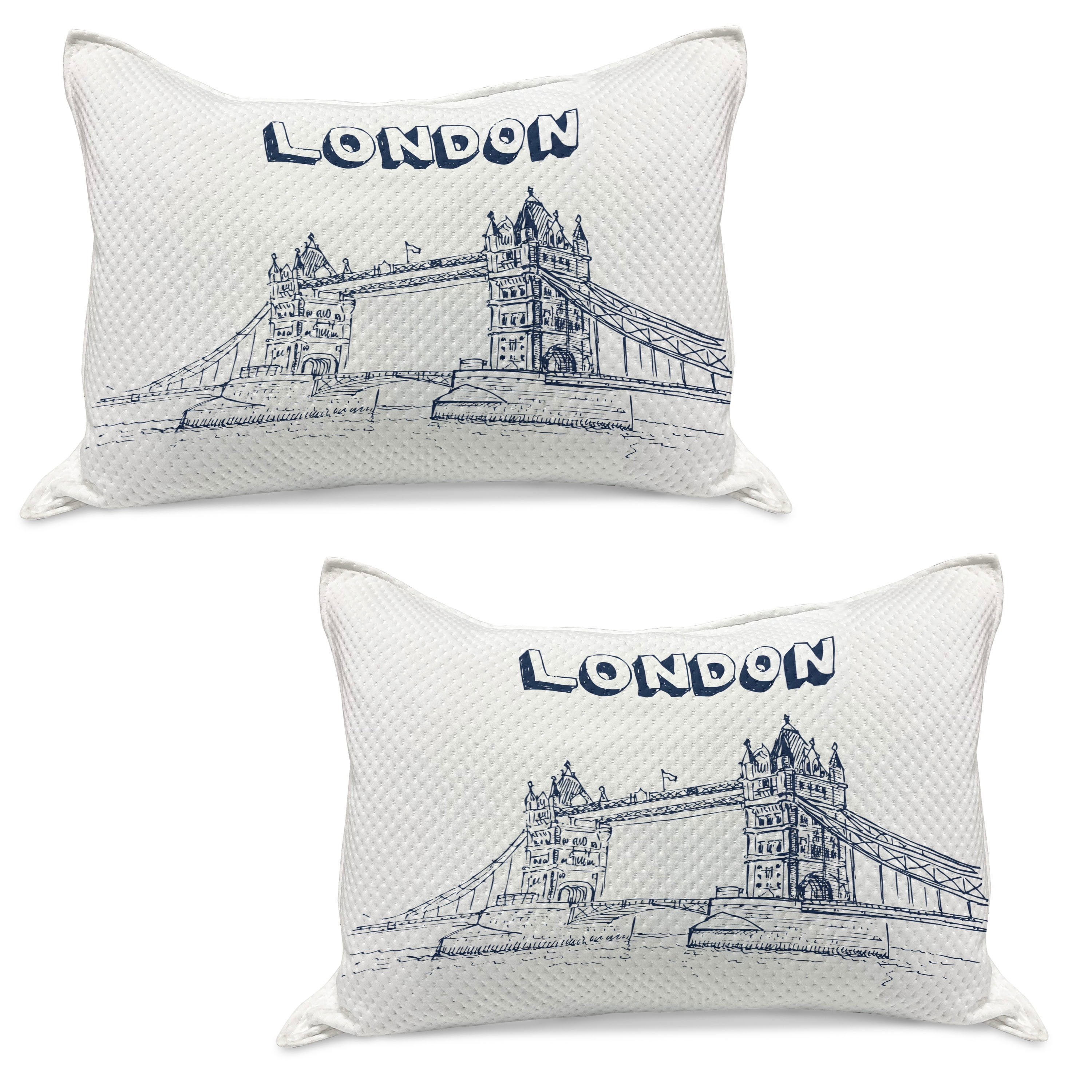 London Knitted Quilt Pillowcover Set of 2, Tower Bridge in London ...