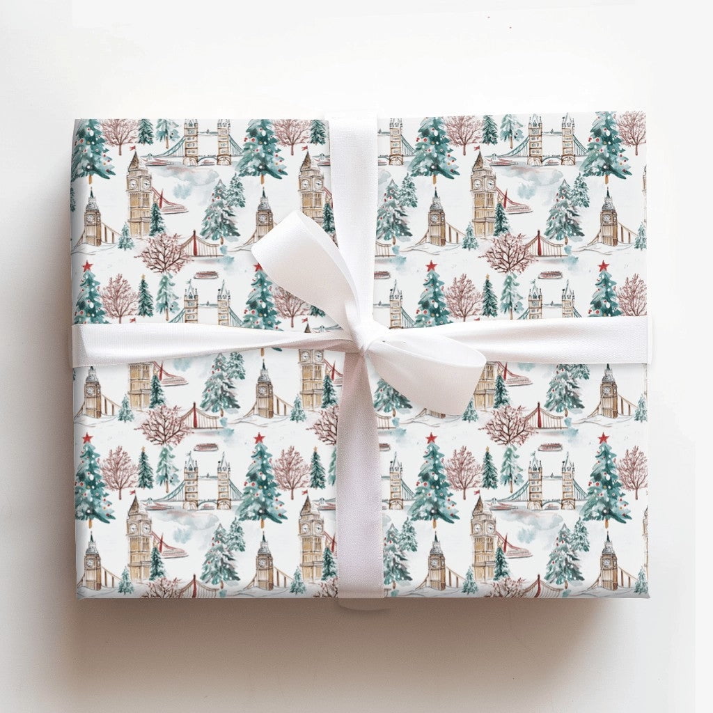 London Landmarks Christmas Scene with Big Ben and Tower Bridge Gift ...