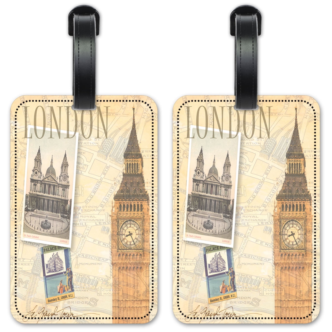 London - Luggage ID Tags / Suitcase Identification Cards - Set of 2 ...