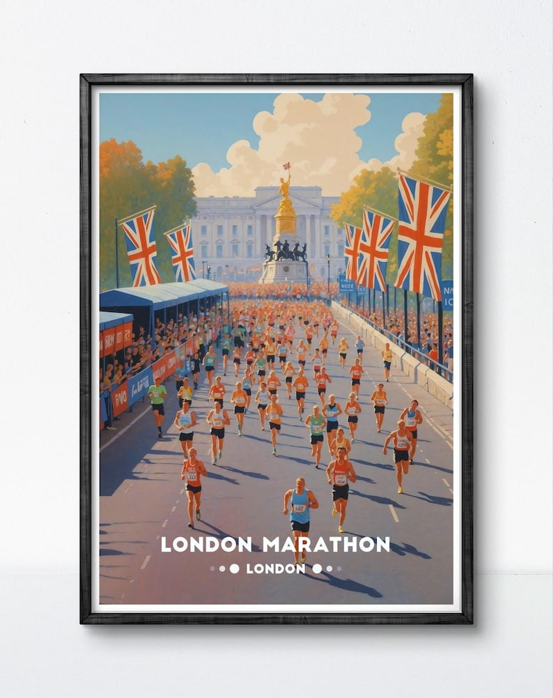 London Marathon Poster – Iconic Buckingham Palace Finish, Running Event ...