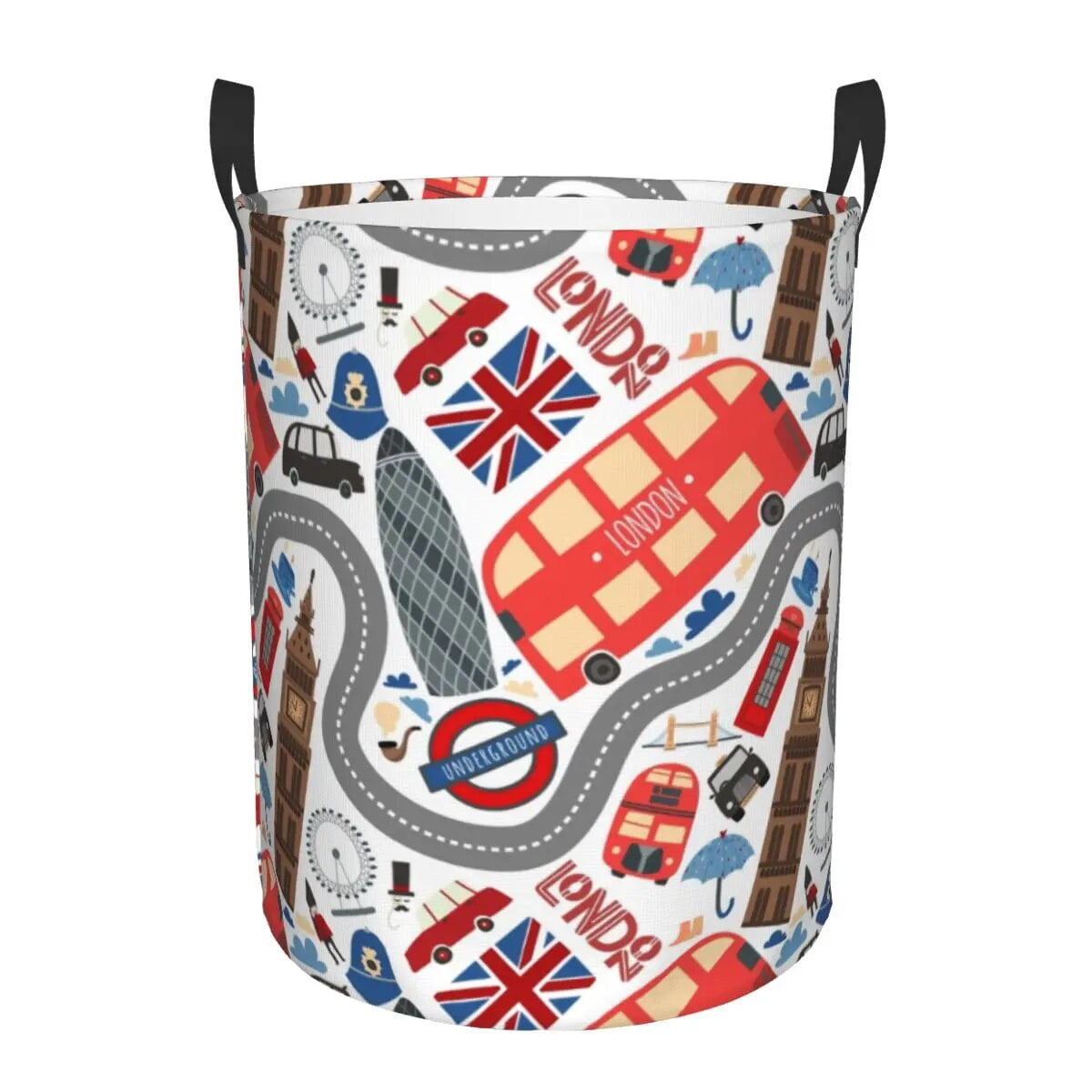 British Flag London Red Bus Car Logo Laundry Basket Foldable Clothes ...