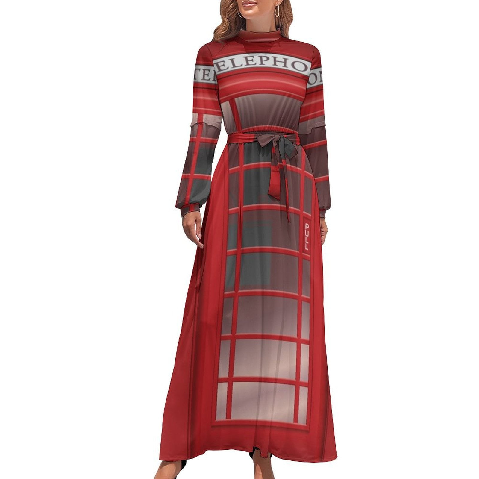 London Red Ph Booth Box Long Dress elegant dresses for women clothes ...