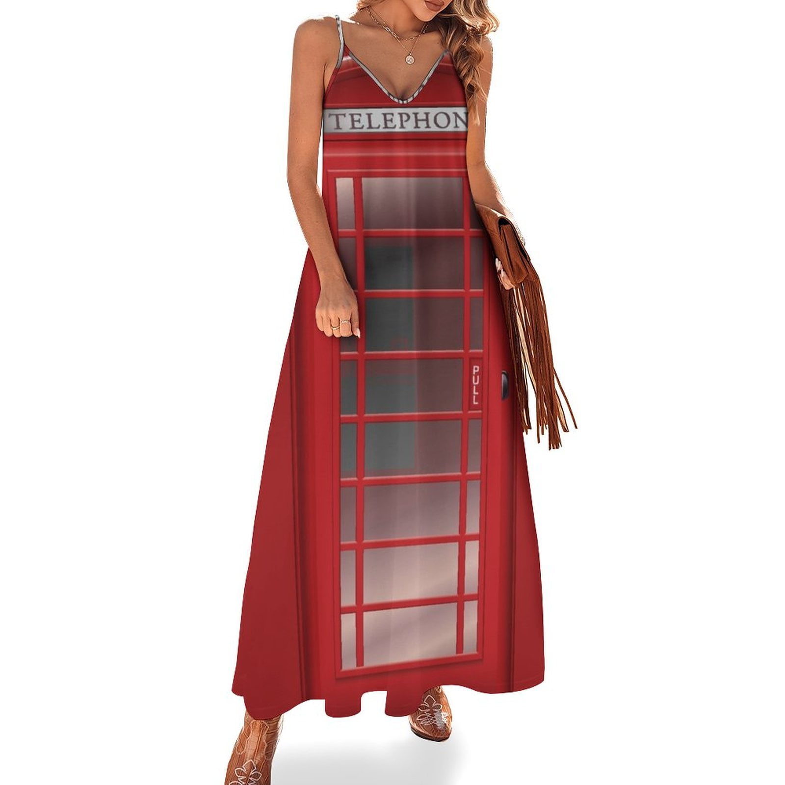 London Red Phone Booth Box Sleeveless Dress summer dress korean women ...