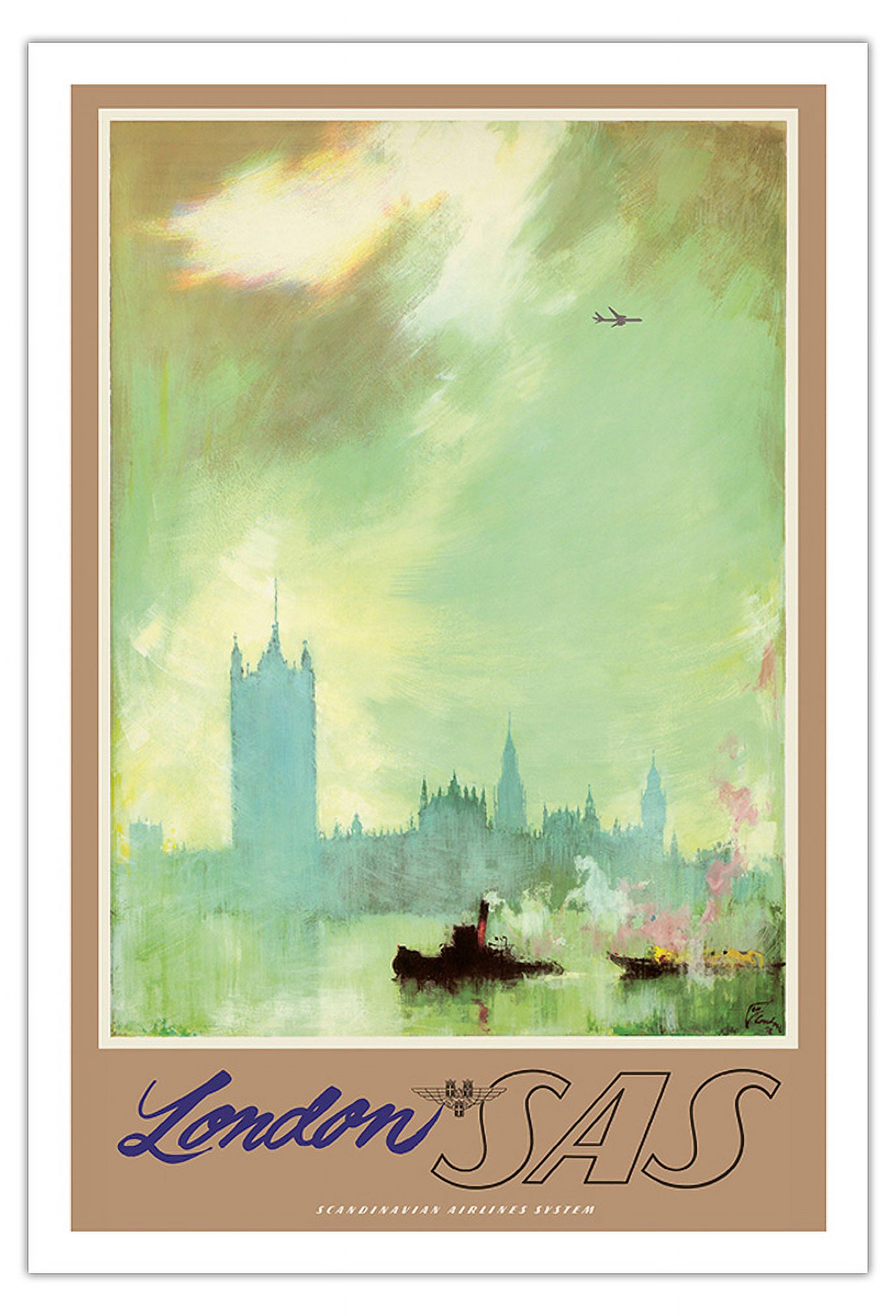 London - River Thames - SAS Scandinavian Airlines System - Vintage ...