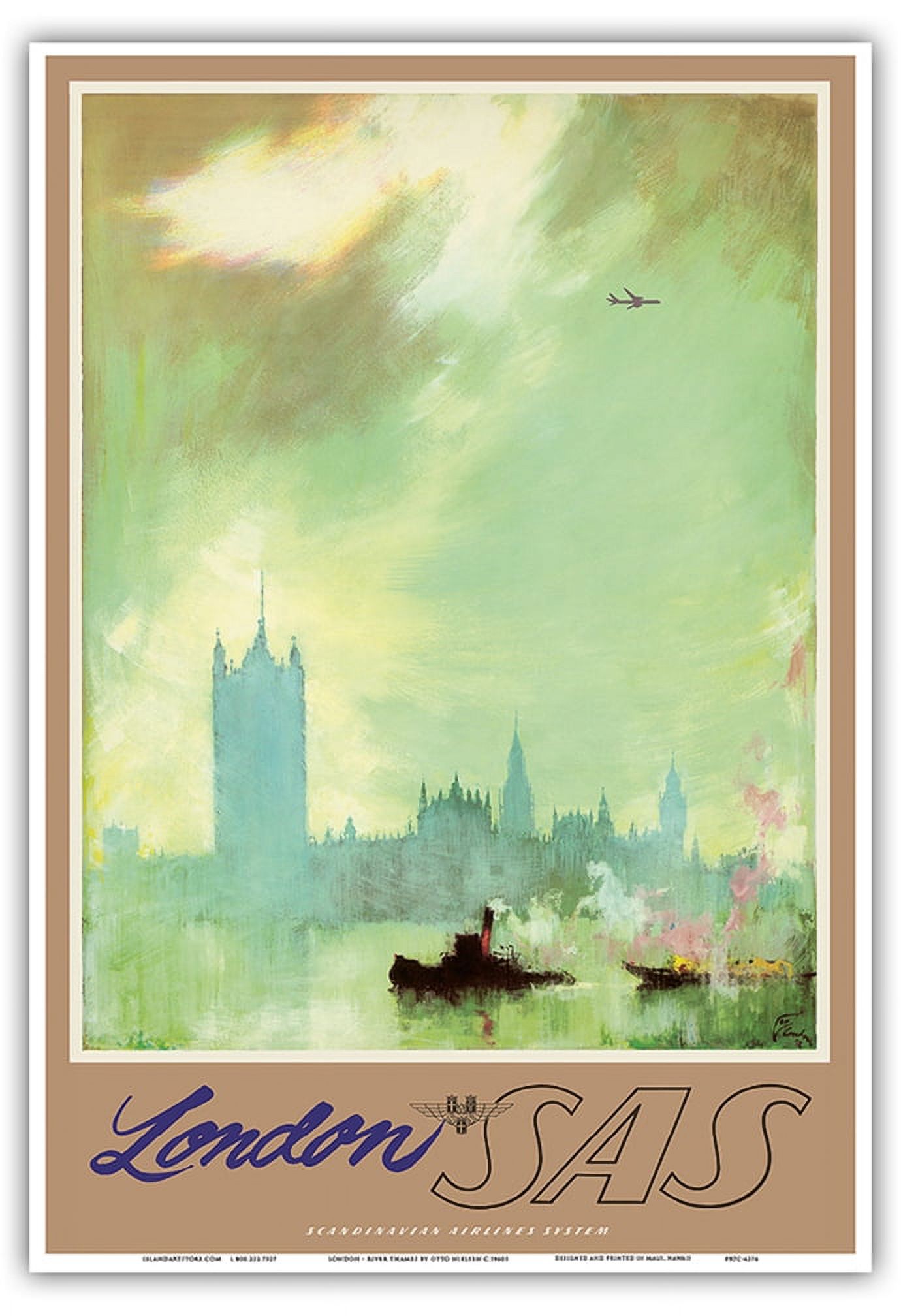 London - River Thames - SAS Scandinavian Airlines System - Vintage ...
