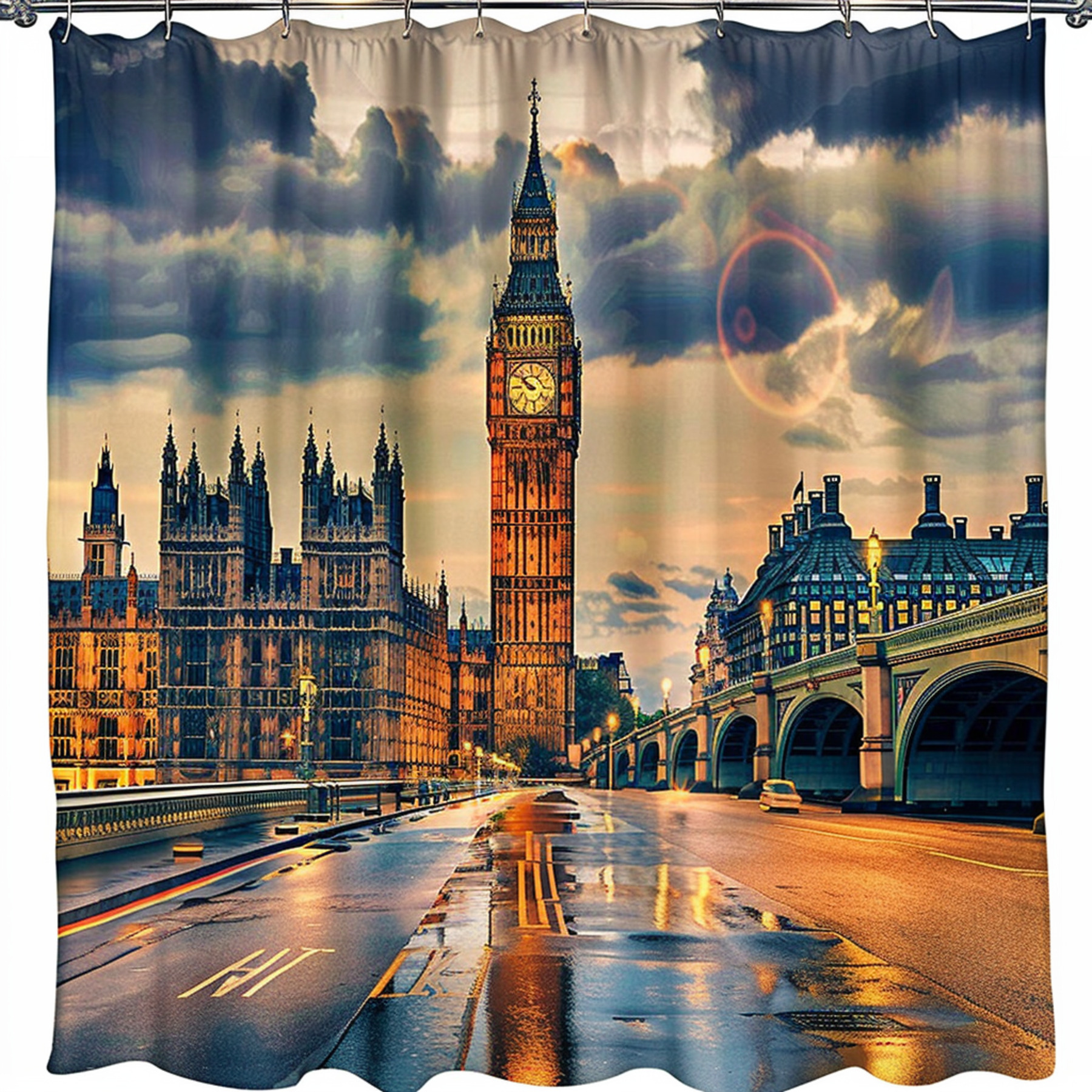 London Shower Curtain Iconic Clock Tower Design Stunning Realistic ...