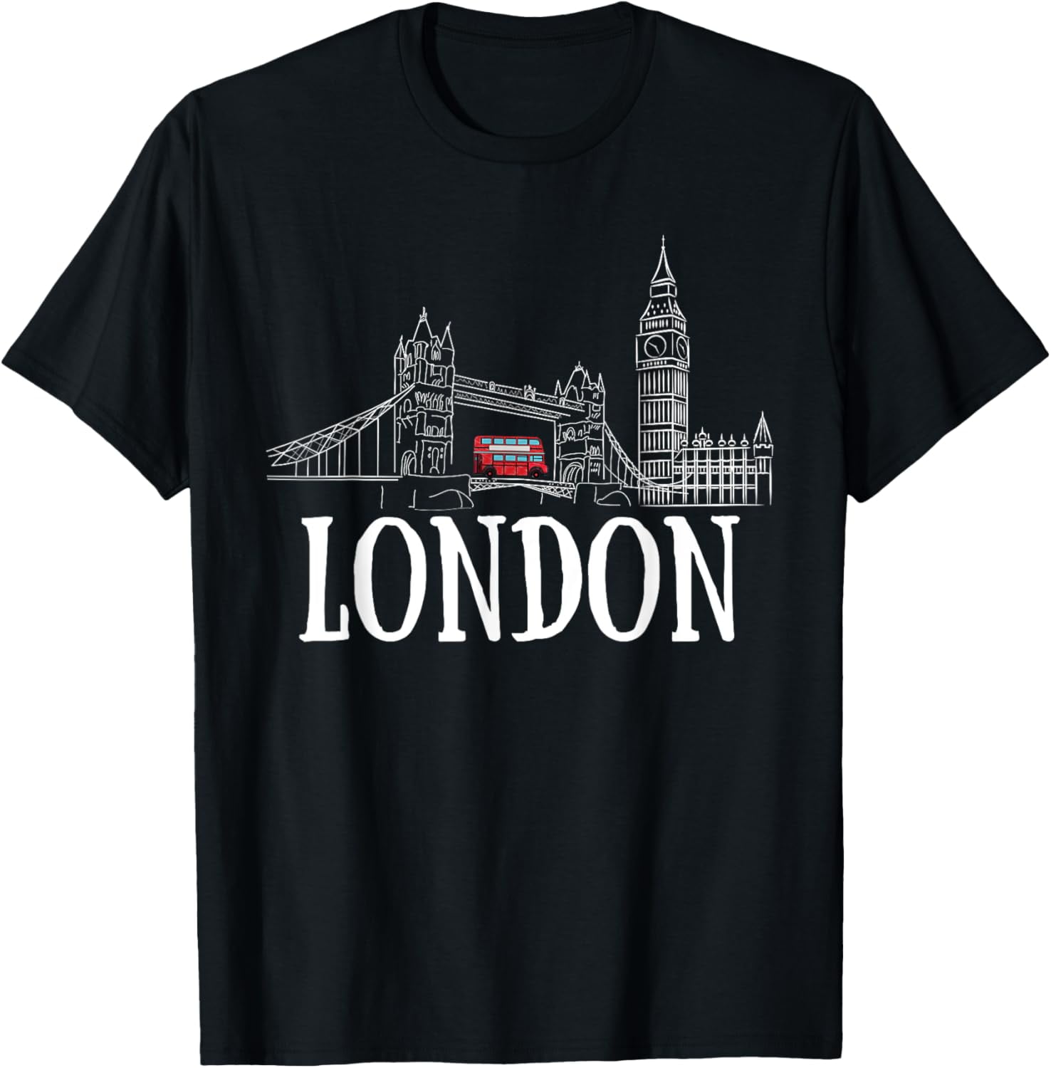 London Skyline Tourist Hometown Vacation Bus Decker Double T-Shirt ...
