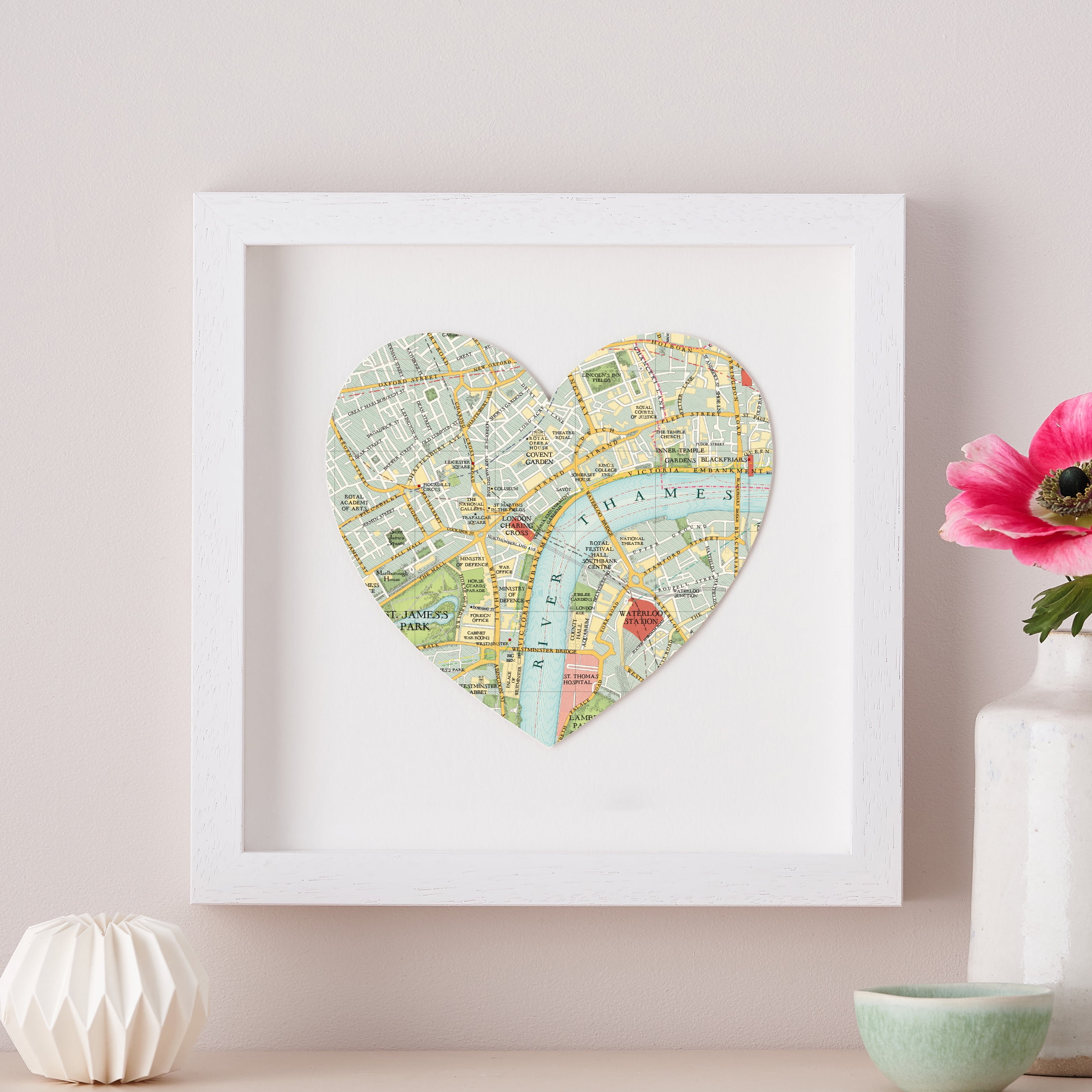 London South Bank map heart print - Walmart.com