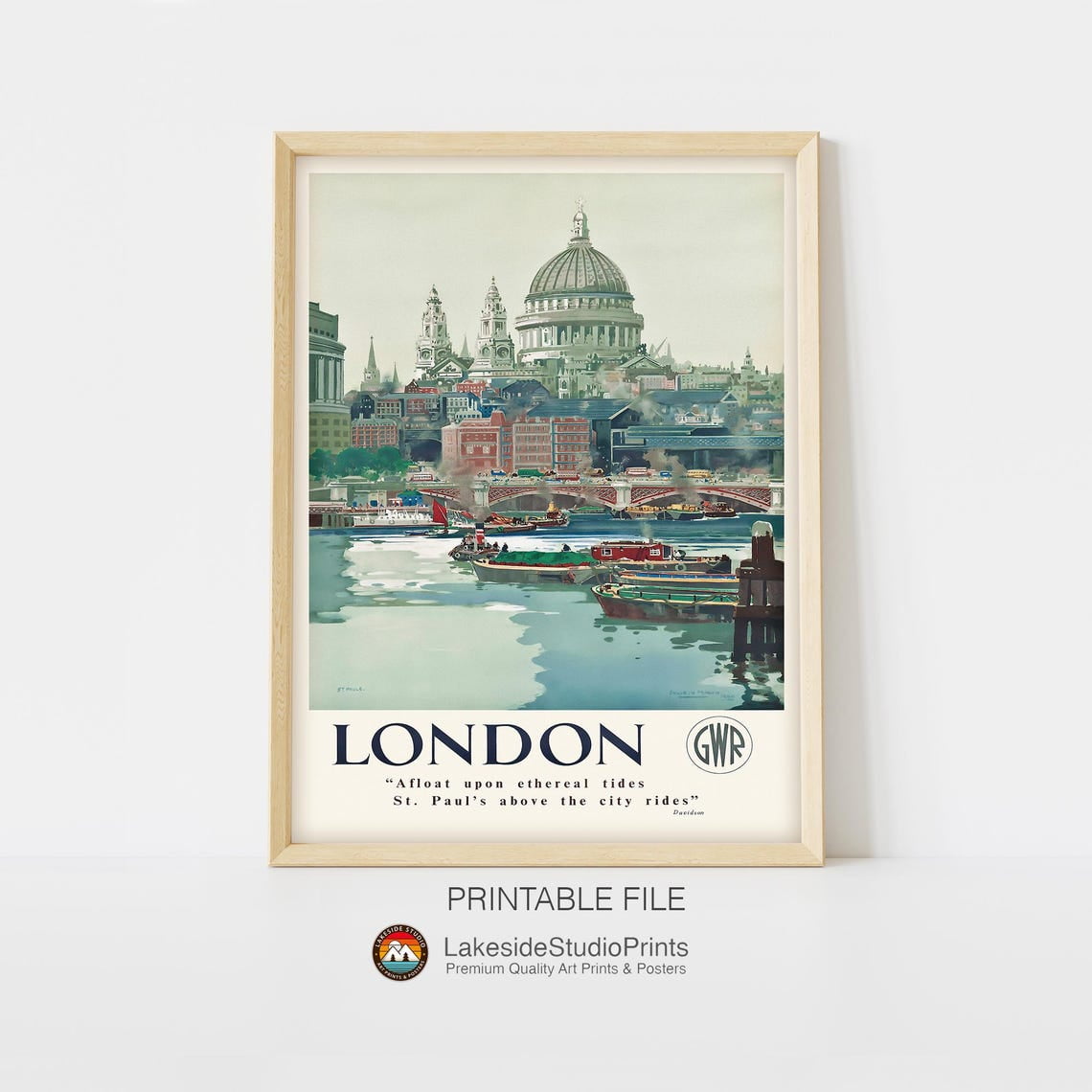 London St Pauls Retro Travel Poster Instant Download Vintage Travel ...