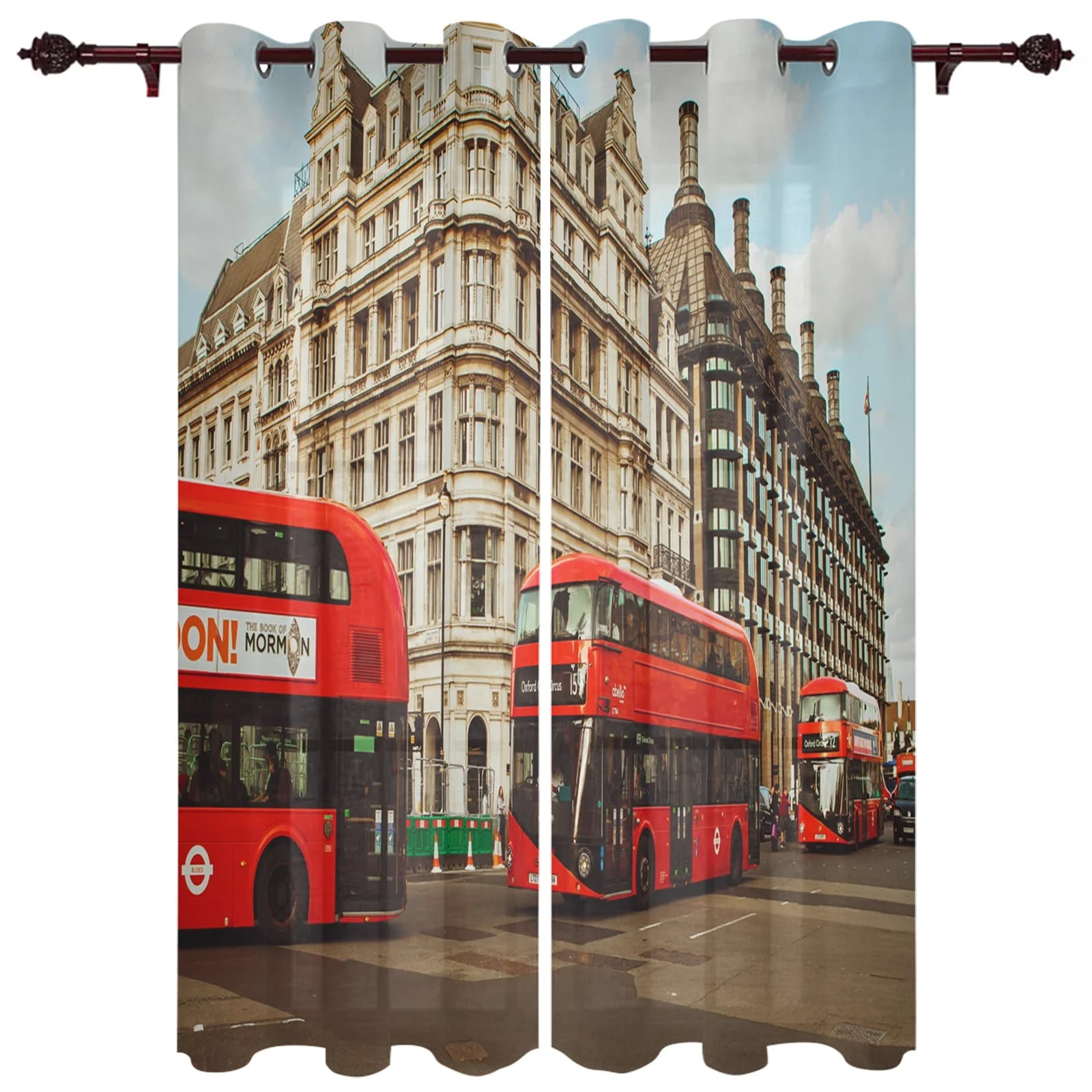 London Street Red Bus Big Ben Modern Window Curtains for Living Room ...