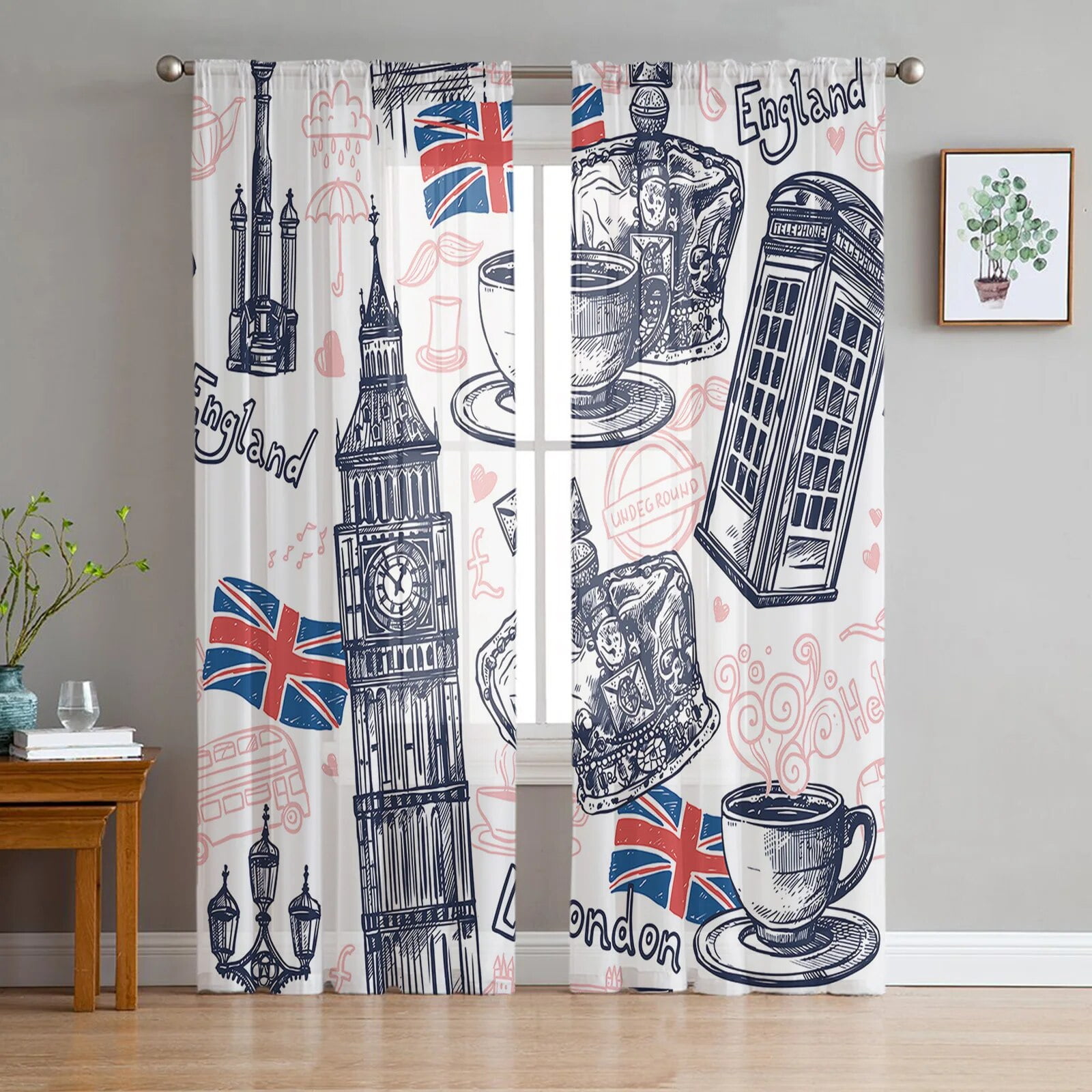 London Street Red Bus Big Ben Window Curtains Bedroom Modern Drape ...