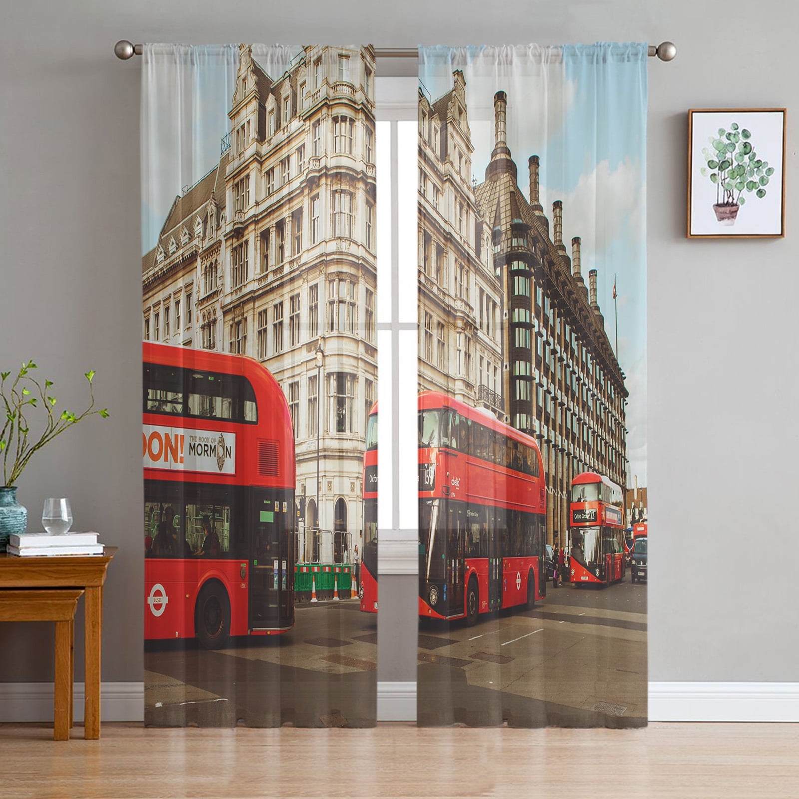 London Street Red Bus Big Ben Window Curtains Bedroom Modern Drape ...