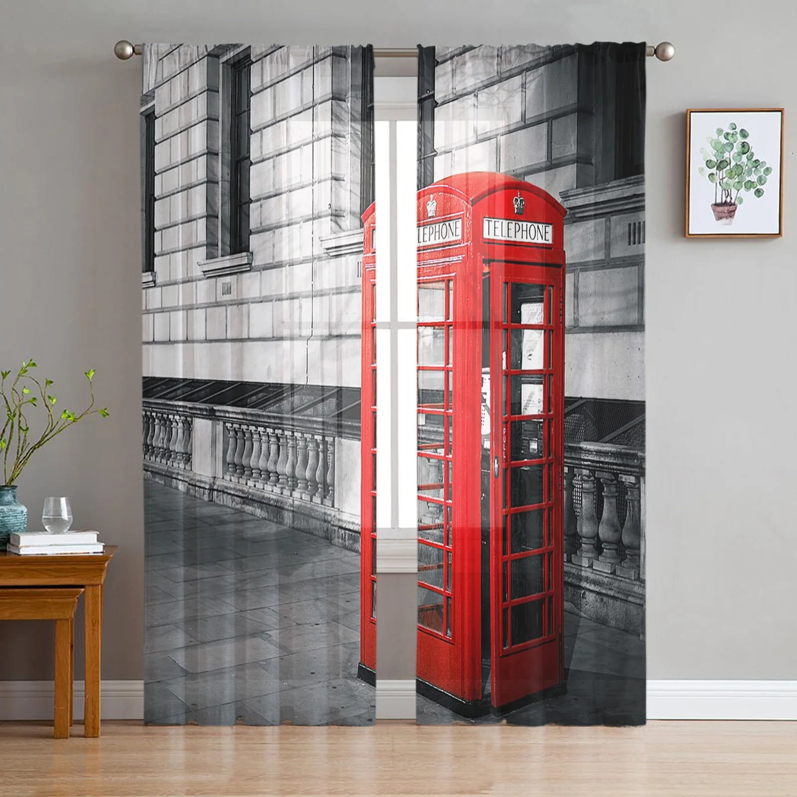 London Street Red Bus Big Ben Window Curtains Bedroom Modern Drape ...