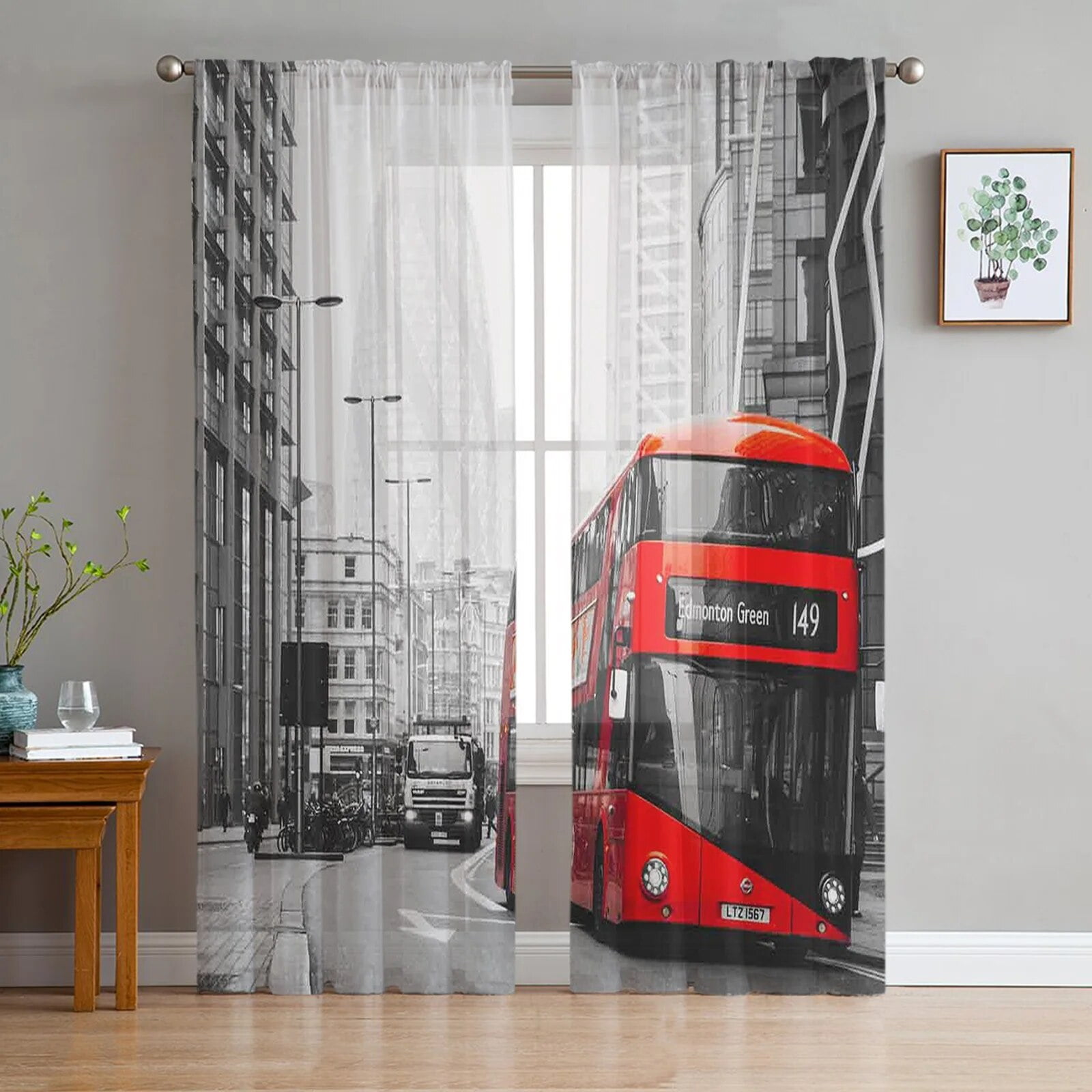 London Street Red Bus Big Ben Window Curtains Bedroom Modern Drape ...
