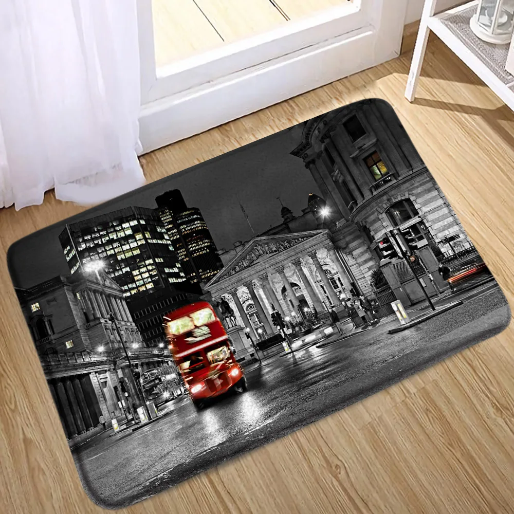 London Street Scenery Shower Curtain Set Red Teleph Booth Bus Big Ben ...