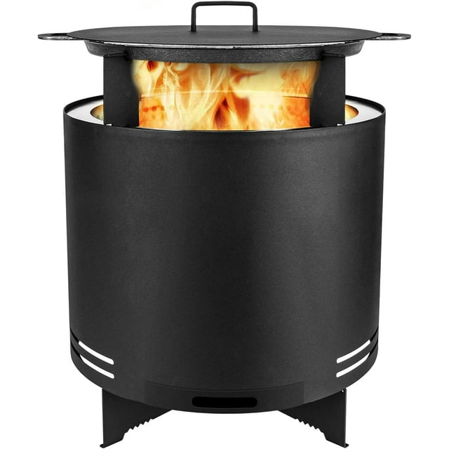 London Sunshine Portable Smokeless Fire Pit - Large Stainless Steel ...