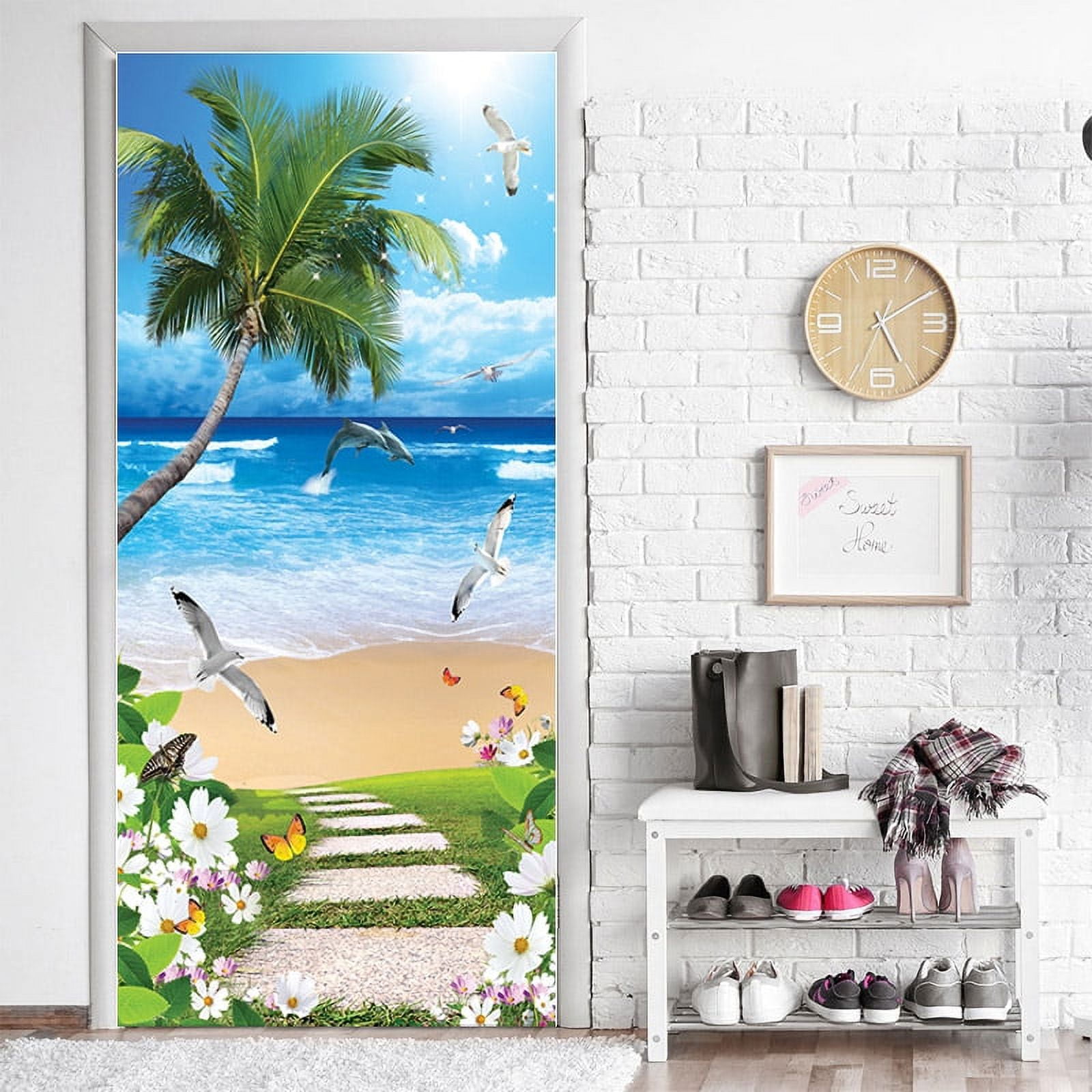 London Teleph Booth Vinyl Door Stickers 3D Paris Modern Art Design ...