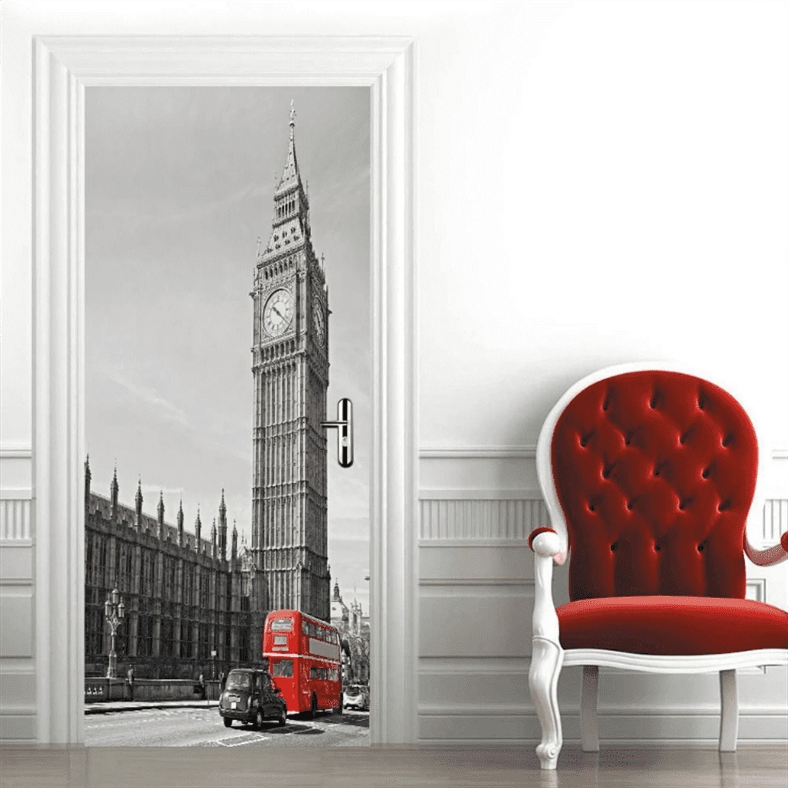 London Telephone Booth Vinyl Door Stickers 3D Paris Modern Art Design ...