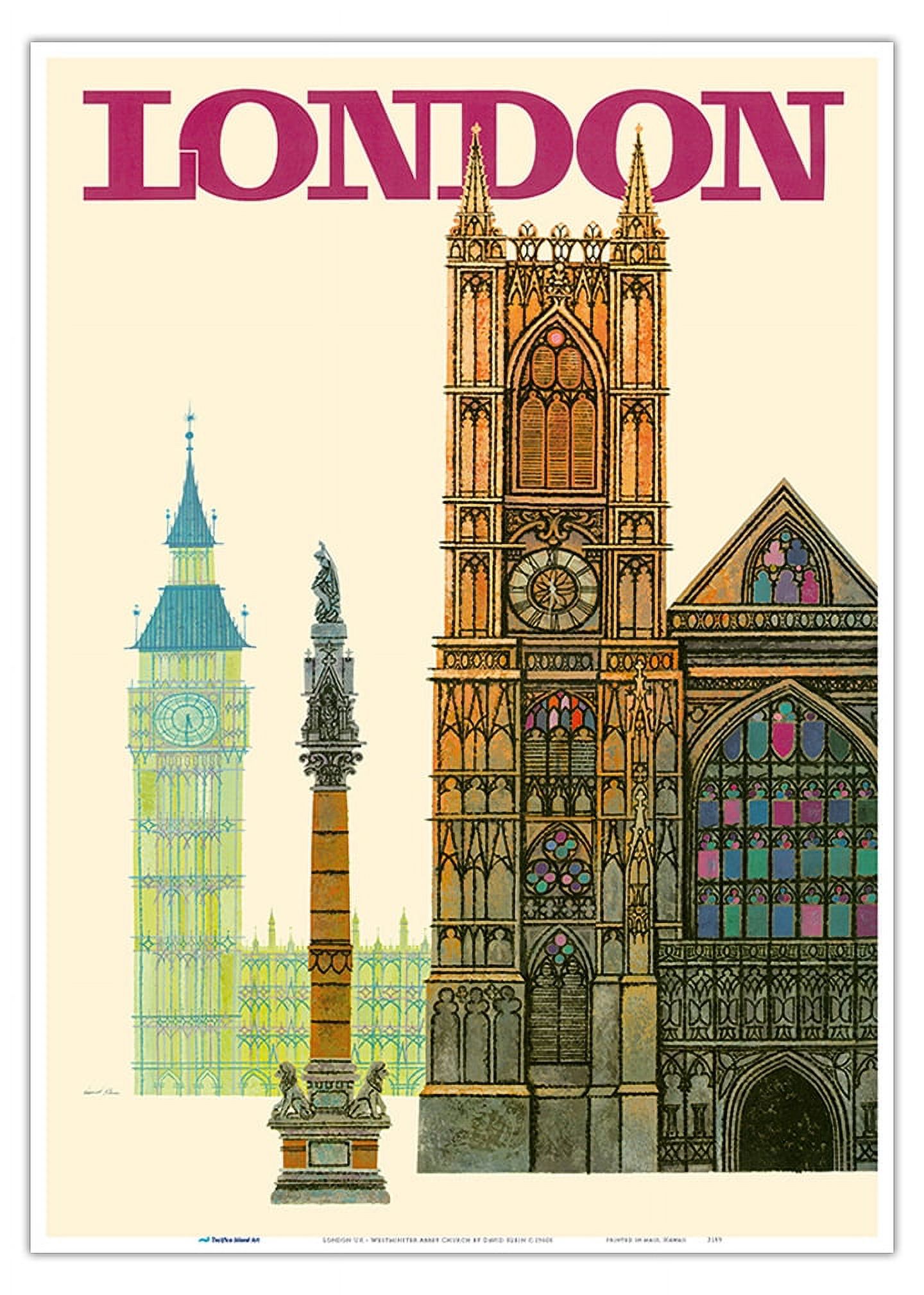 London - The Westminster Abbey Church - Vintage Travel Poster by David ...
